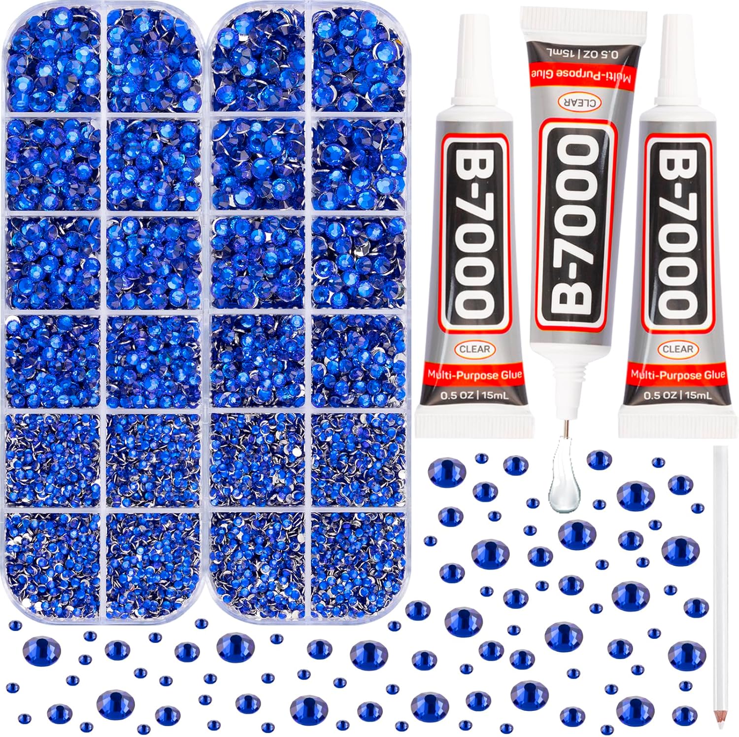 Amazon.com: b7000 Jewelry Glue with 11000Pcs Blue Rhinestones for ...