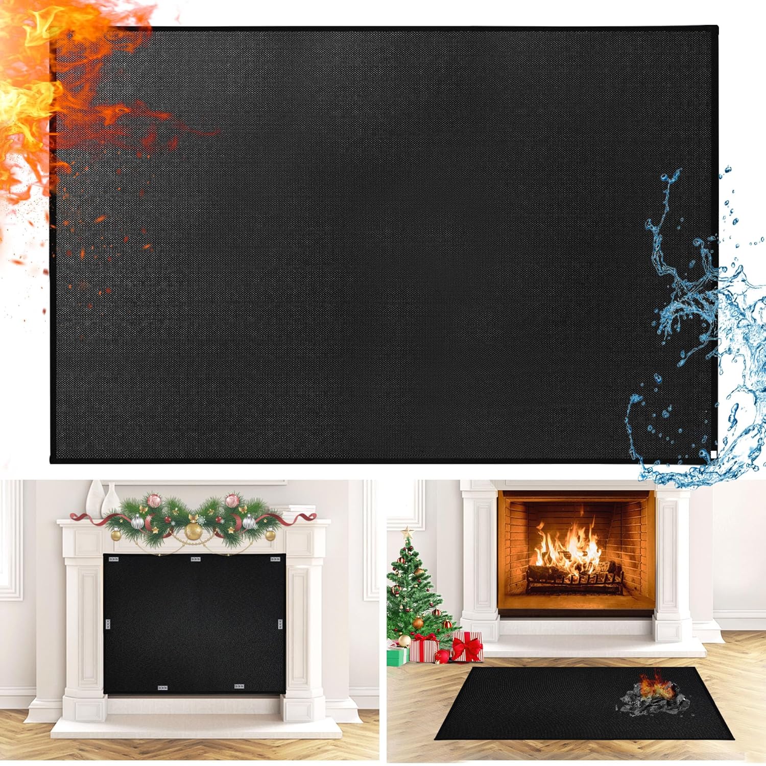 Amazon.com: TOHONFOO Heat-Resistant Magnetic Fireplace Cover - 39 x 32 ...