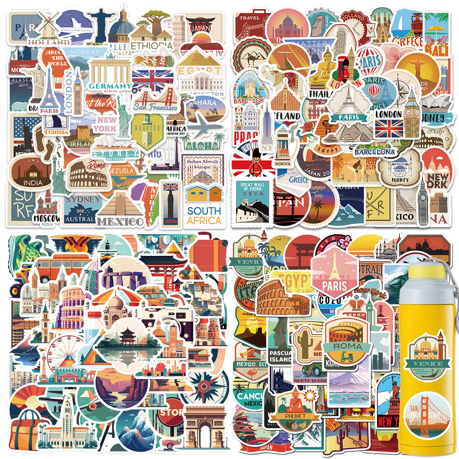 Amazon.com: Bellsche 200Pcs World Travel Stickers, Travel Map Stickers ...