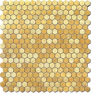VAOVI Metal Oro Azulejos autoadhesivos Cocina Estufa pared Azulejos ...