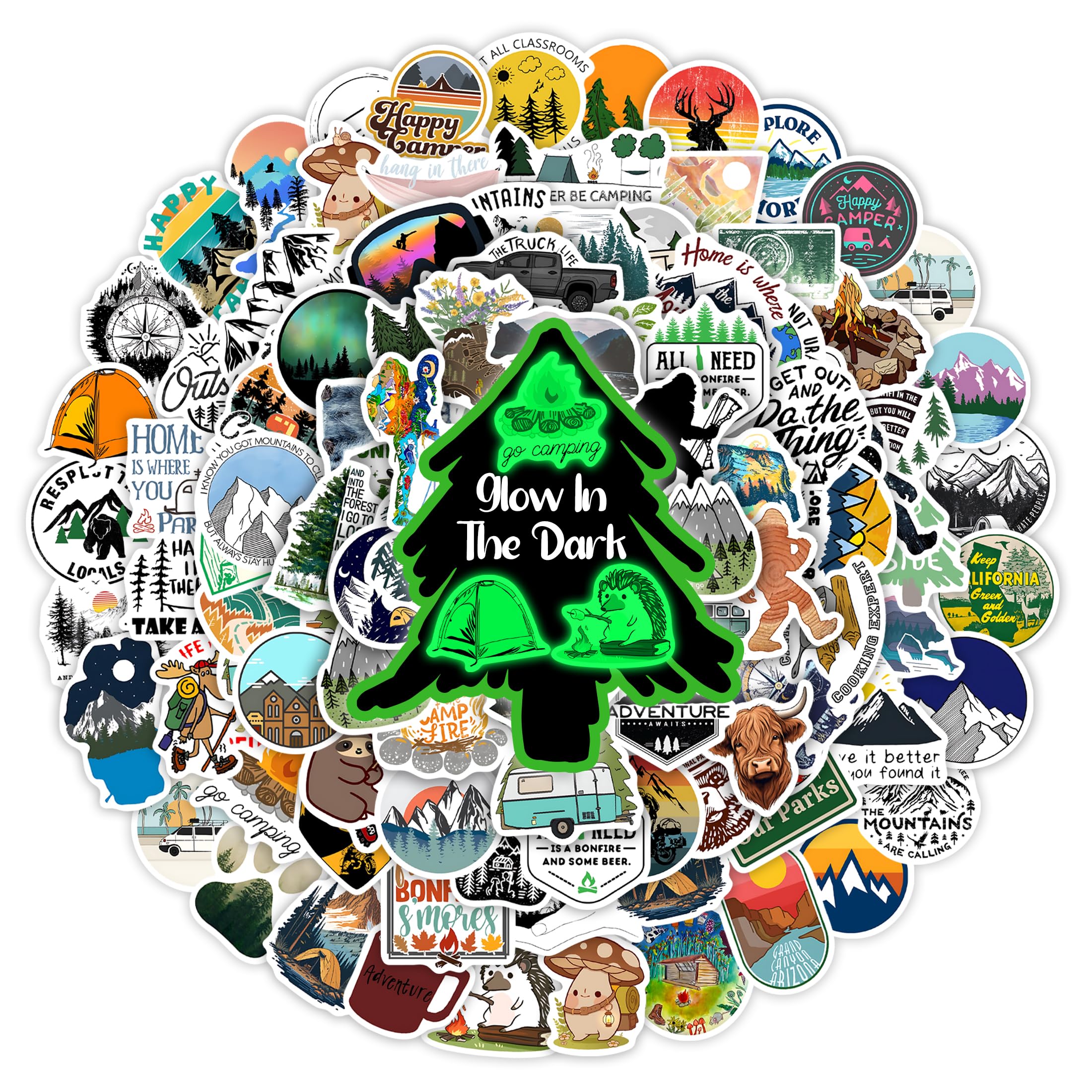 Amazon.com: 100 Pcs Outdoor Adventure Hiking Camping Stickers for Water ...