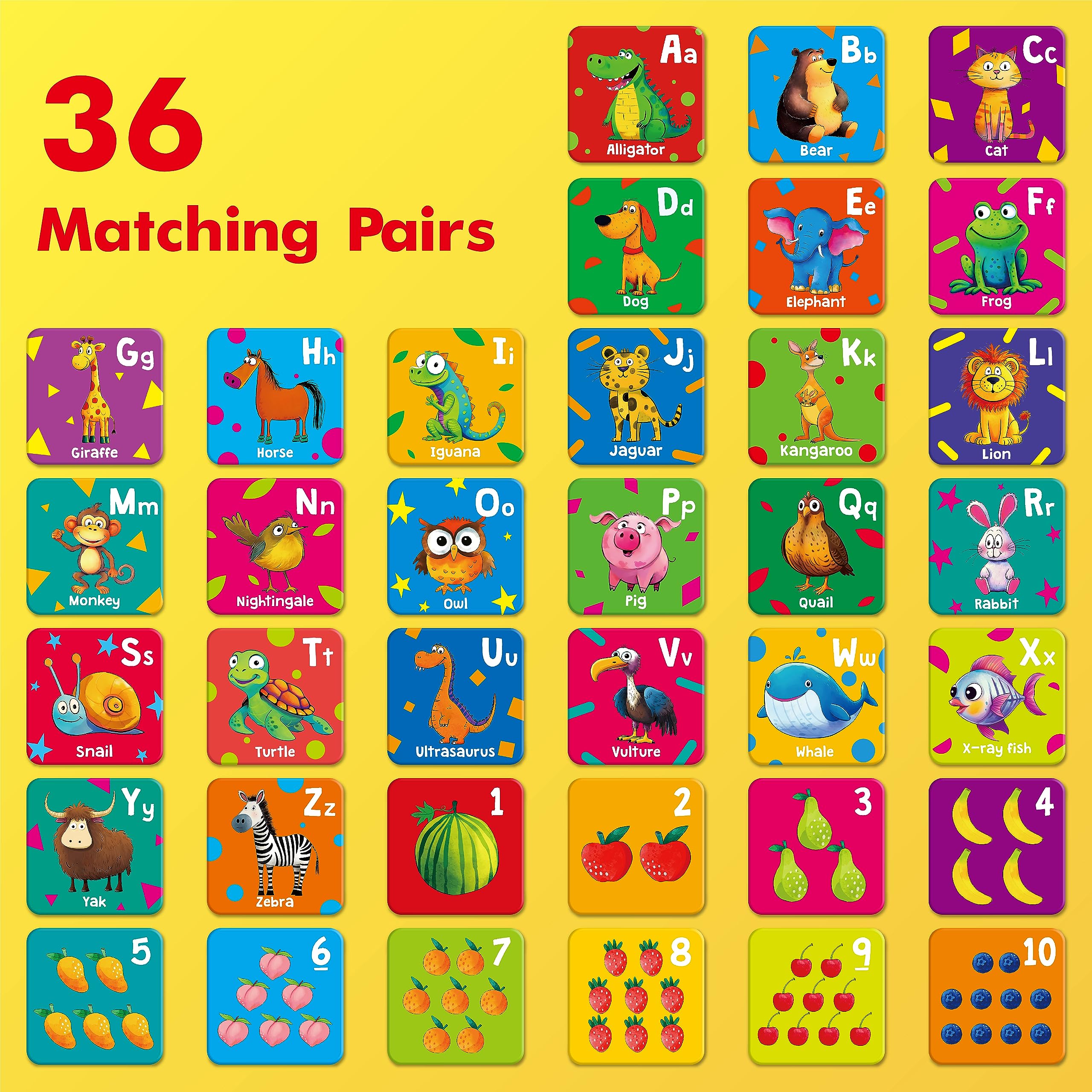 Snapklik.com : 72 PCS Memory Matching Game, Alphabet & Numbers Matching ...
