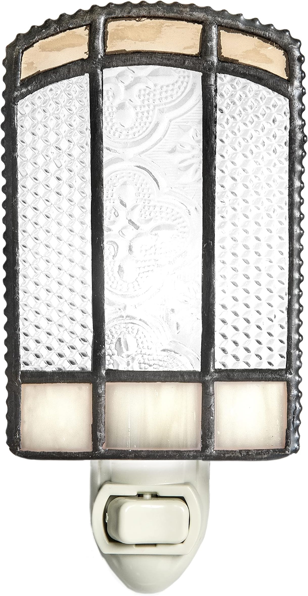 J Devlin Glass Art Stained Glass Night Light, Ivory, Peach, Vintage ...