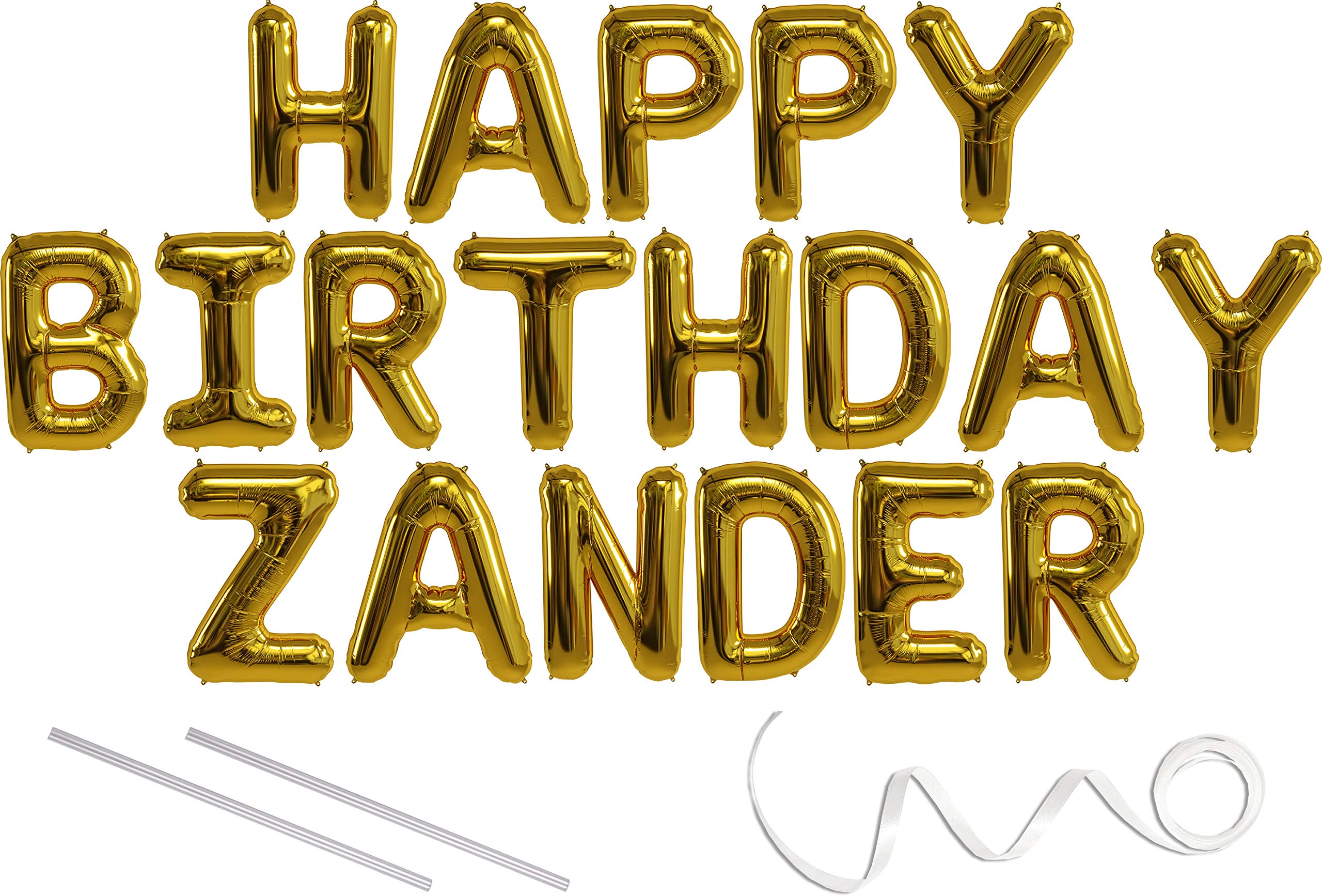 Zander Happy Birthday Mylar Balloon Banner Gold 16 Inch Letters ...
