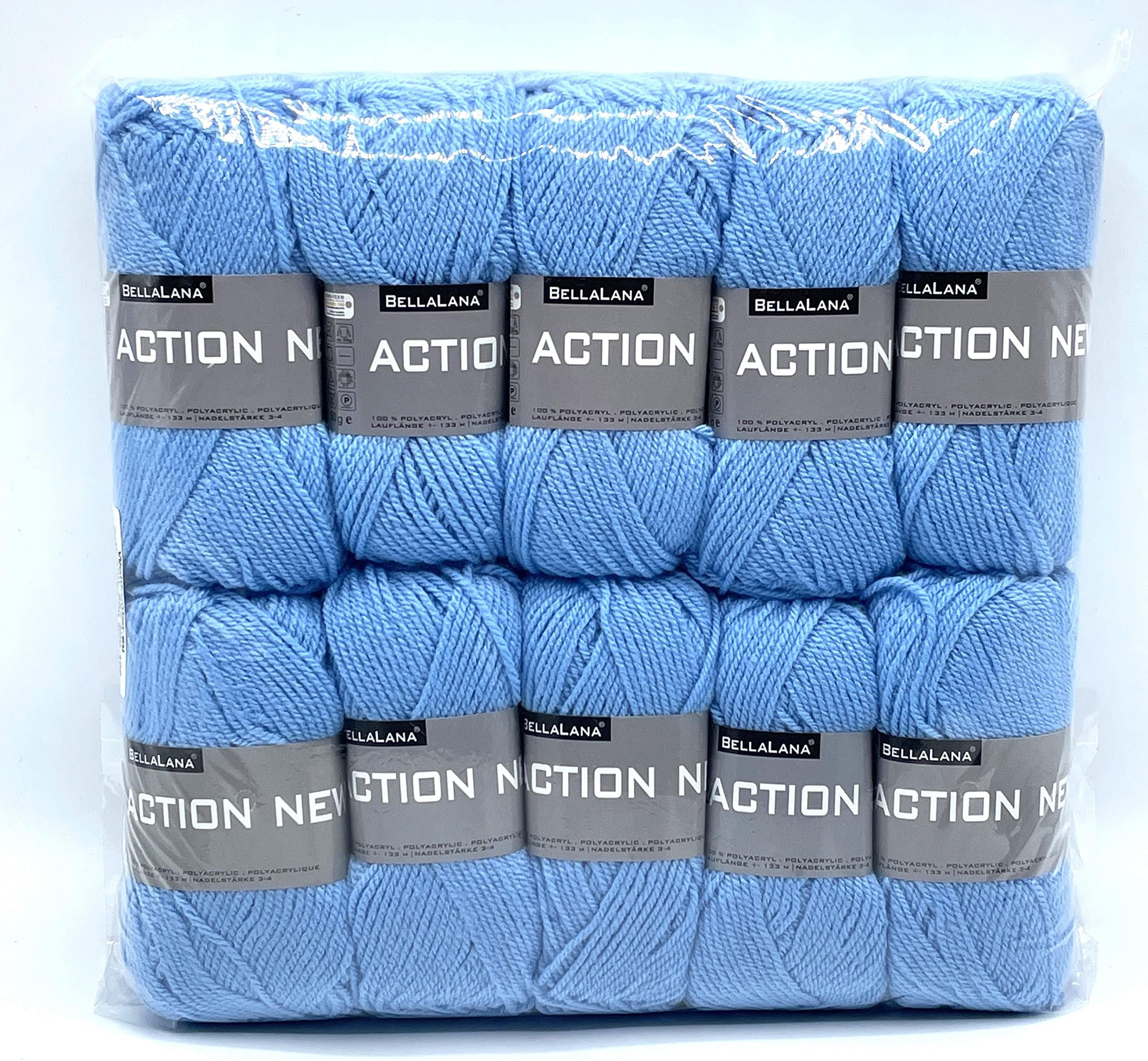 Wollkontor, BellaLana ACTION NEW, 100% Polyacryl, 10x50 g, Längsknäuel ...