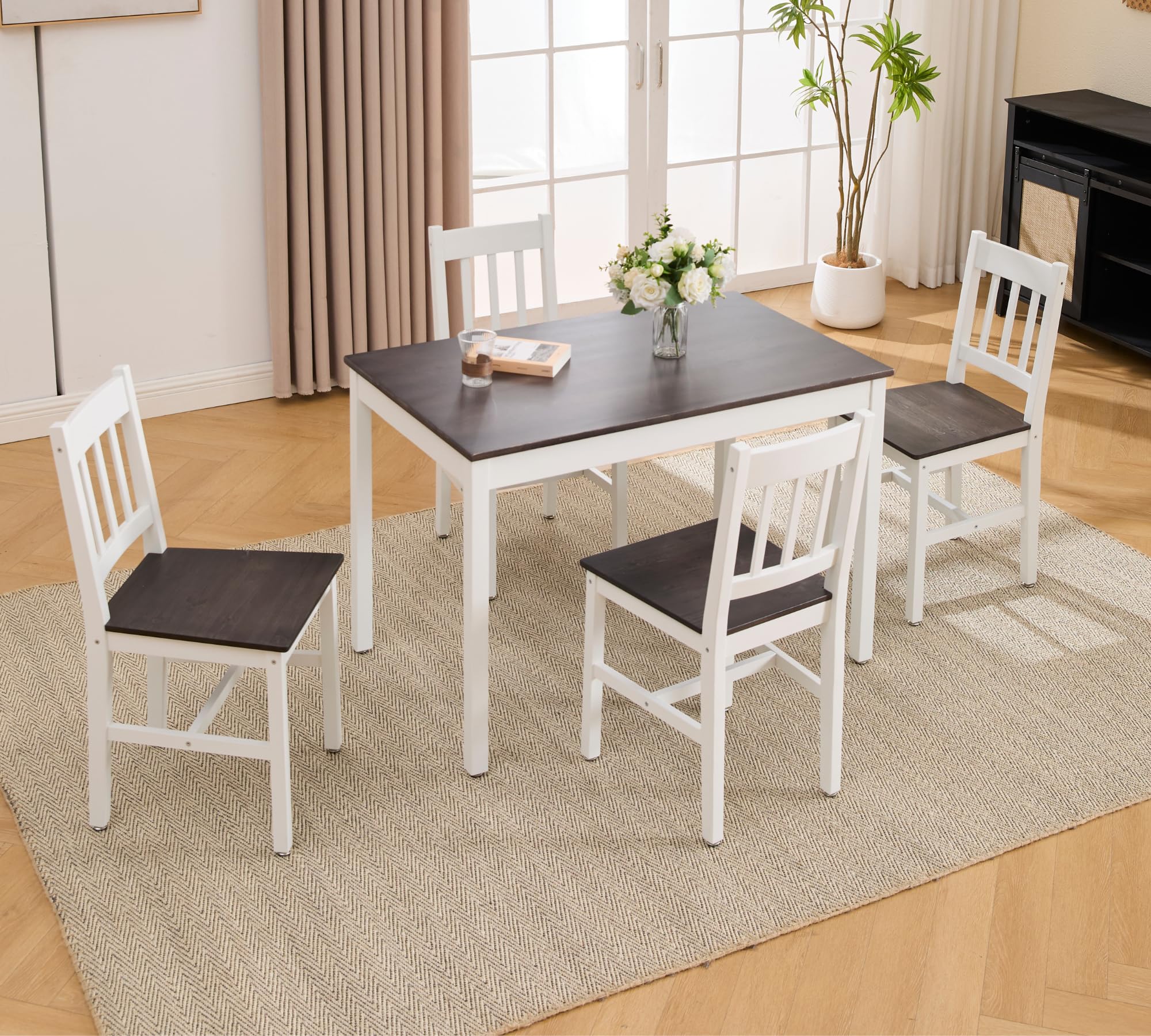 Amazon.com: Janoray 5-Piece Dining Table Set for 4, Farmhouse ...
