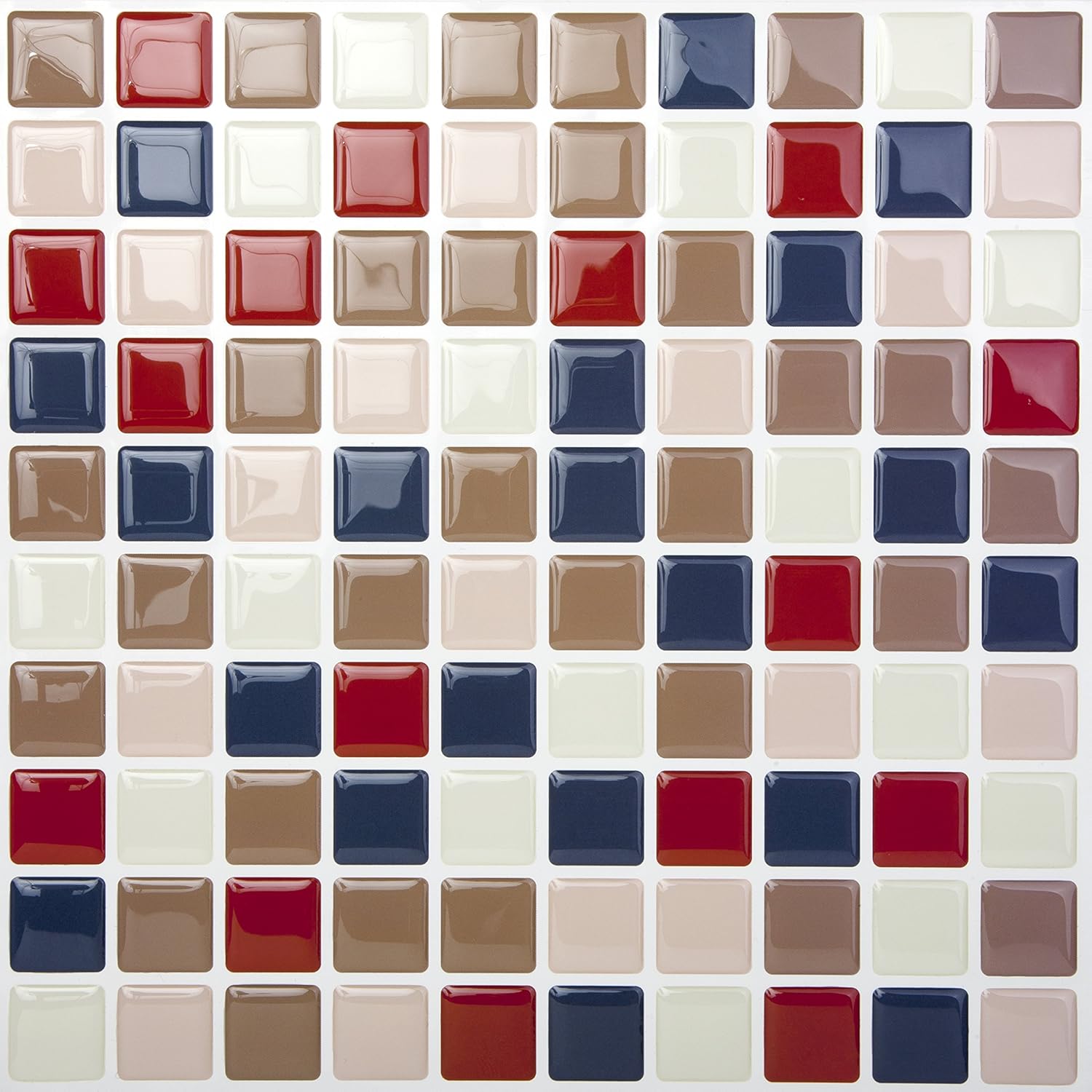 Amazon.com: Tic Tac Tiles Anti-mold Peel and Stick Wall Tile in Square ...