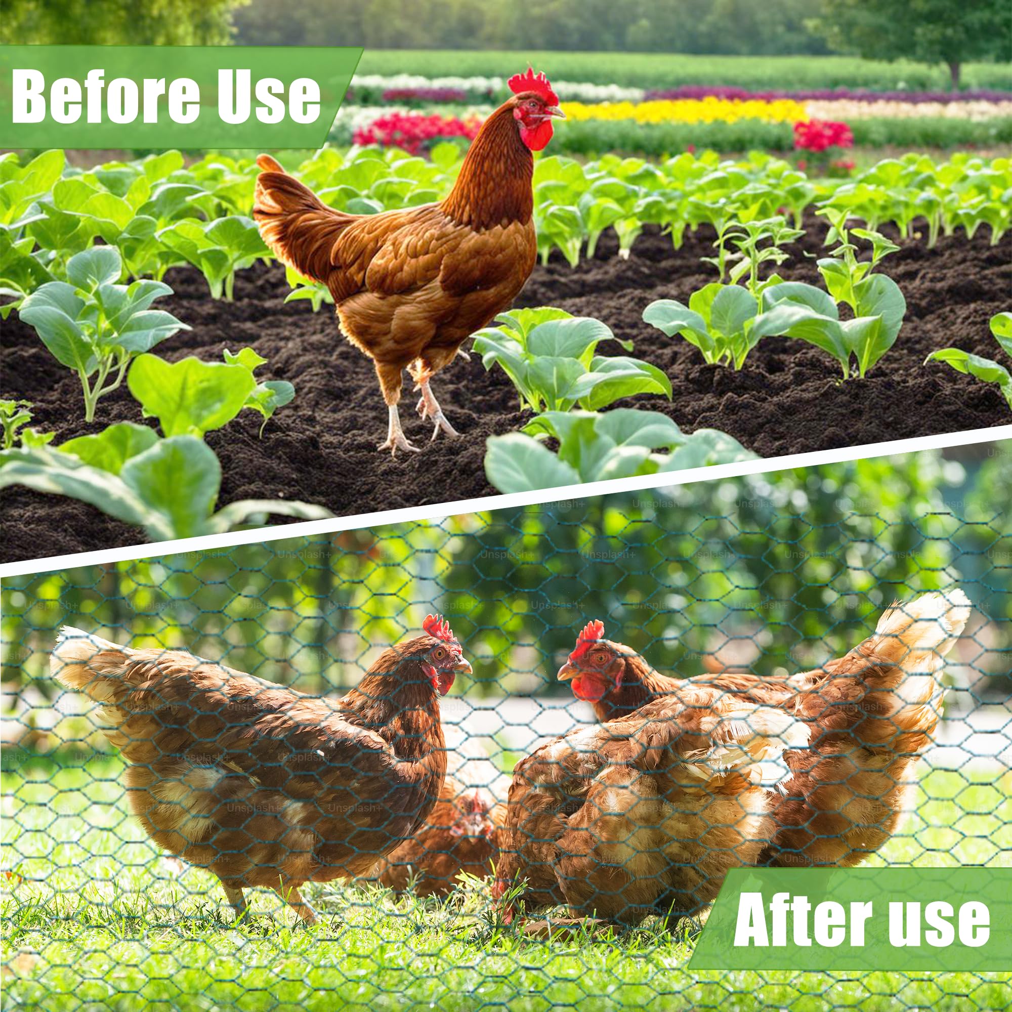 Snapklik.com : Chicken Wire Fencing Mesh, 36in X 100ft Anti-Rust Green ...