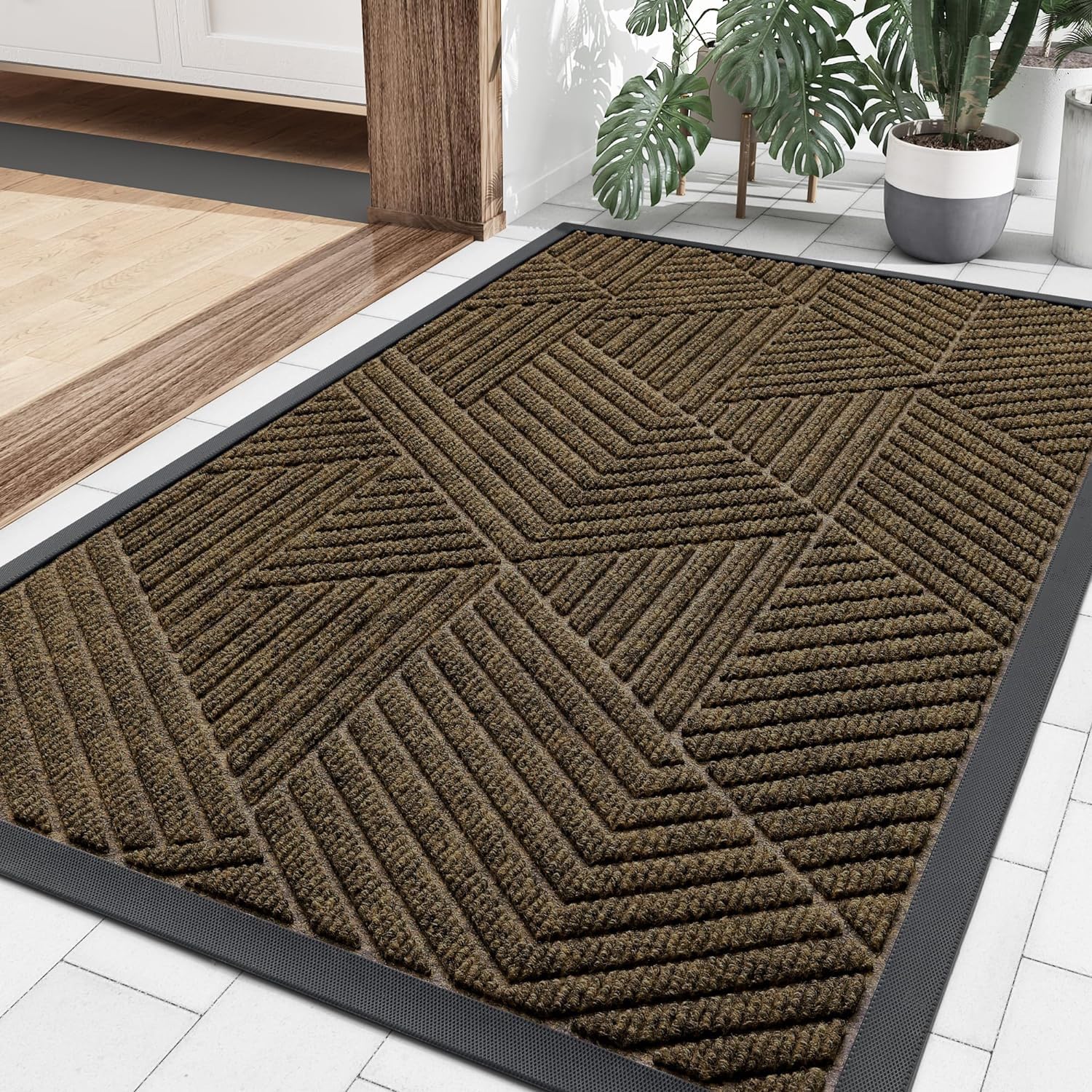 OLANLY Front Door Mat Outdoor Indoor, Heavy Duty Non Slip Rubber Mat ...