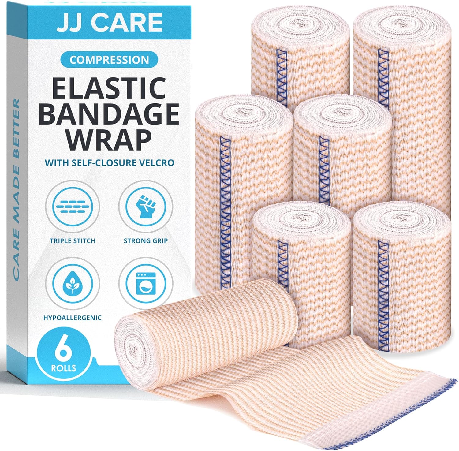 Amazon.com: JJ CARE Elastic Bandage Wrap 6 Packs, Compression Bandages ...
