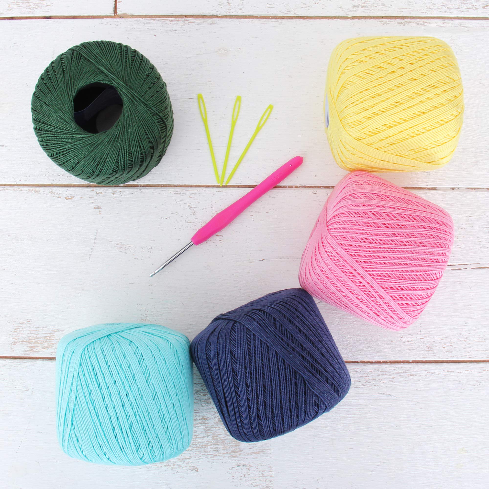 Amazon.com: 100% Pure Cotton Crochet Thread Set by Threadart - Size 3 ...