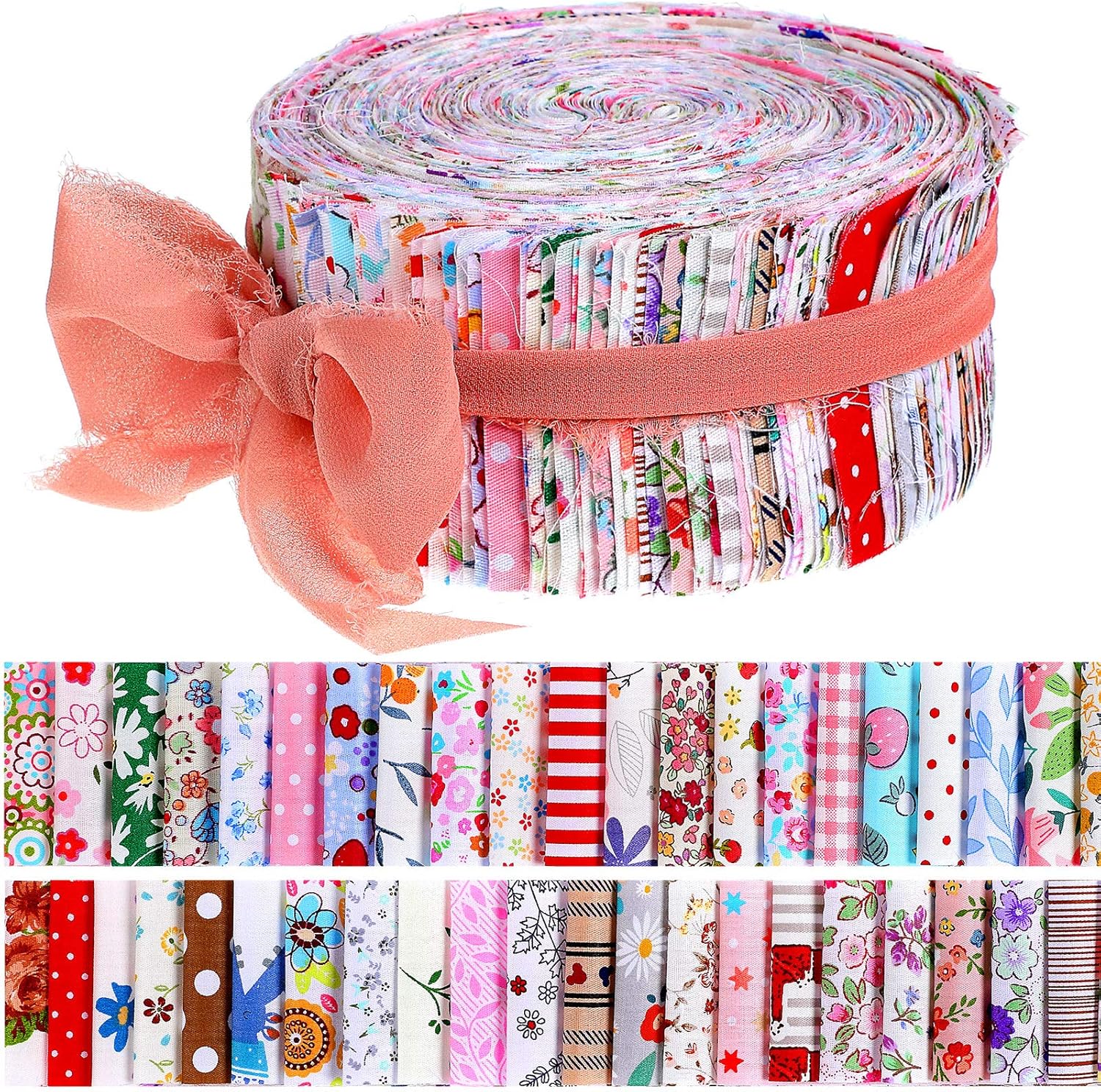 50 Pieces Fabric Strips Roll 2.4 Inch Collection Jelly Fabric Bundles ...