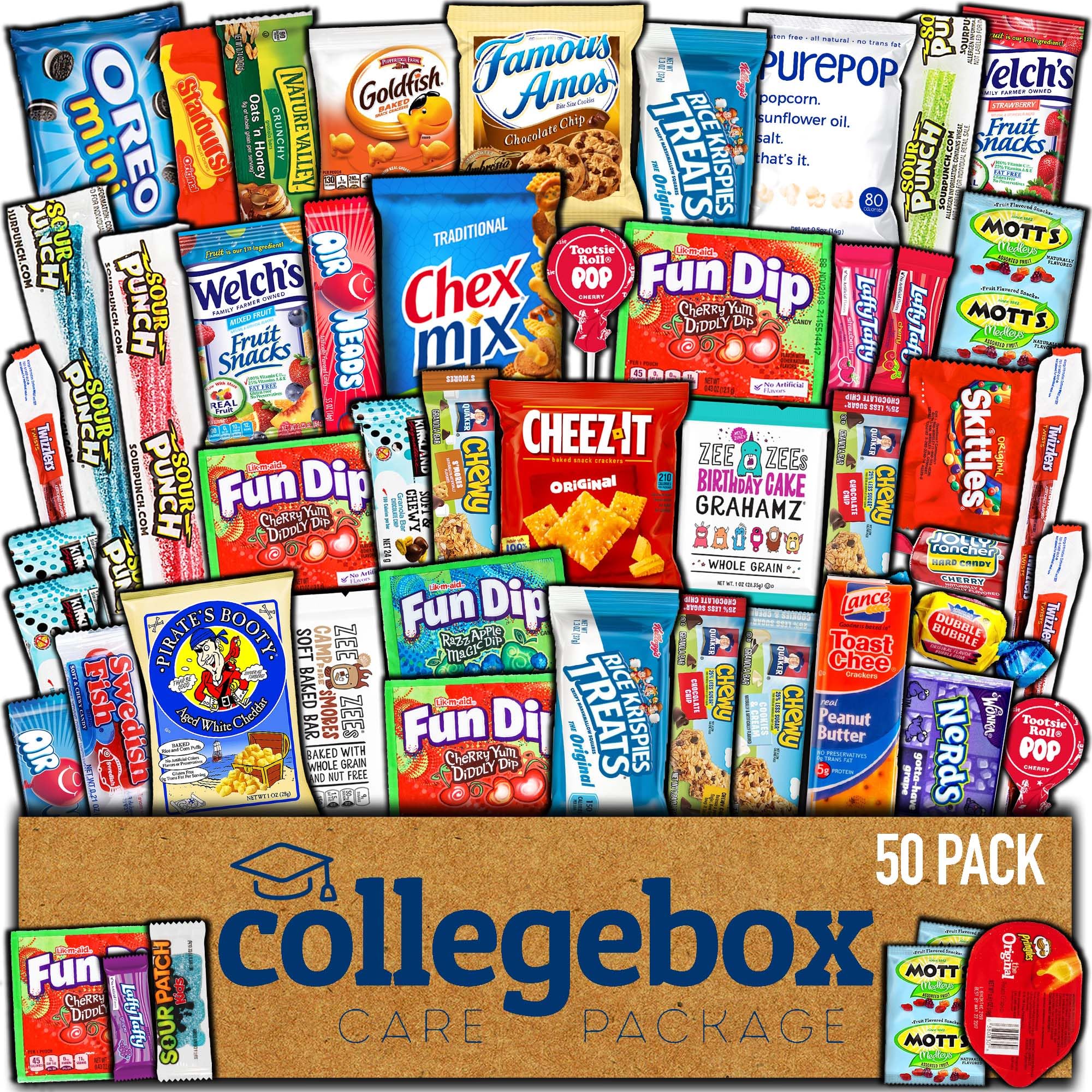 Buy COLLEGEBOX Snack Box Variety Pack Care Package (50 Count) Halloween ...