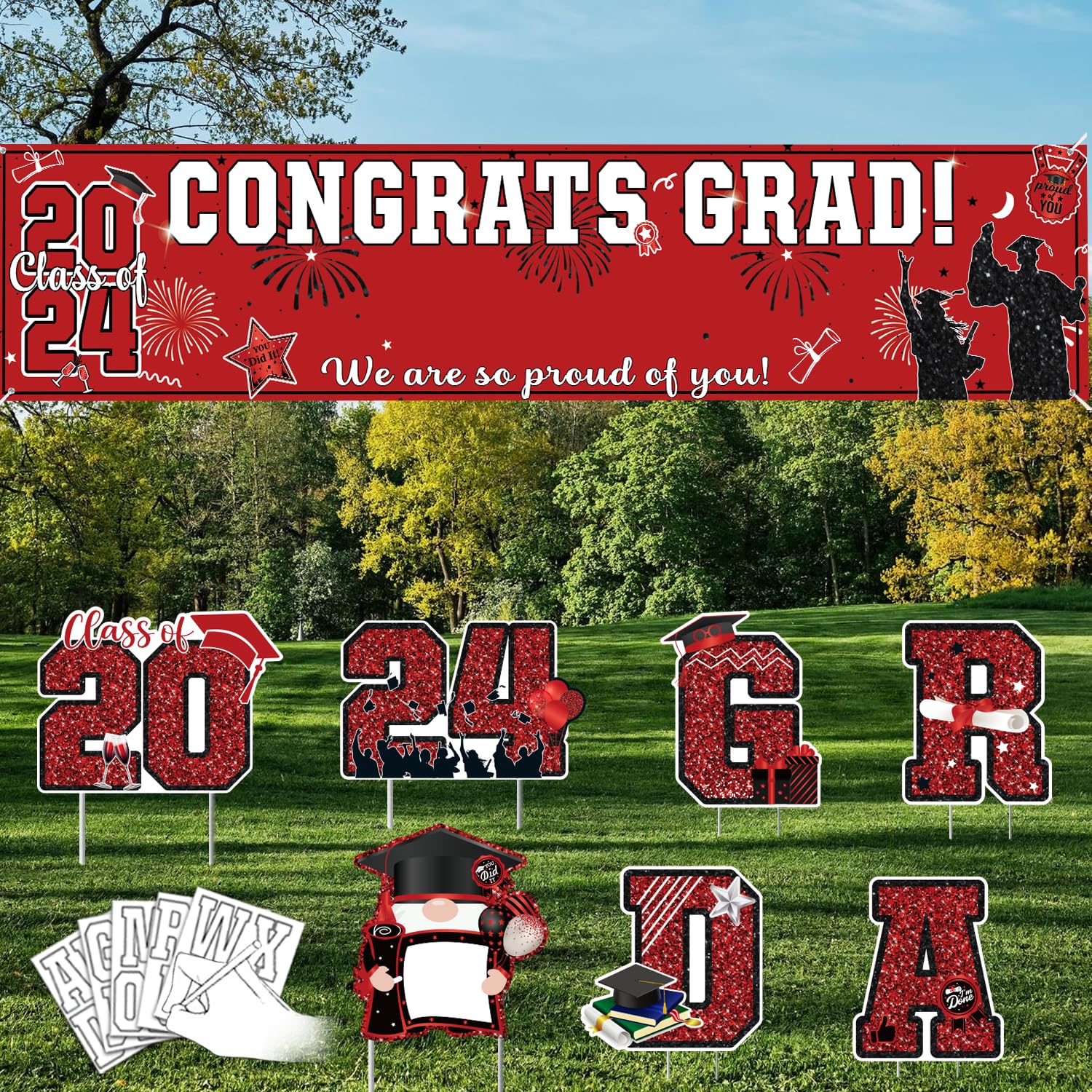 Snapklik.com : Graduation Banner 2024 Personalized, Red And Black ...