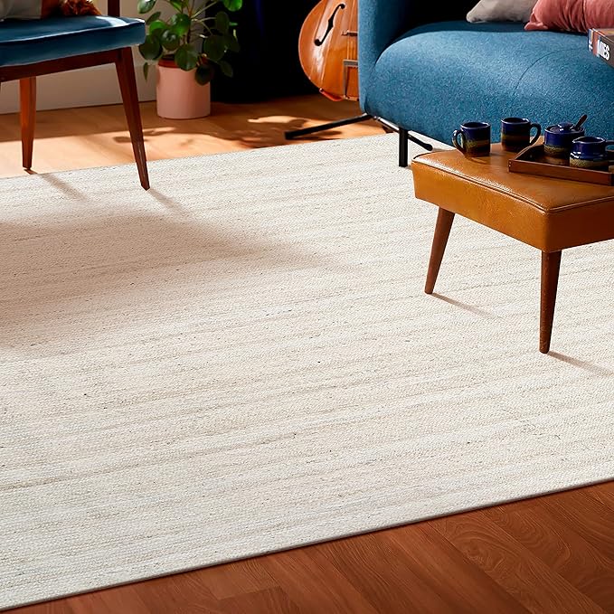 Amazon.com: Hausattire Hand Woven Jute Braided Rug, 6'x9' – Off White ...