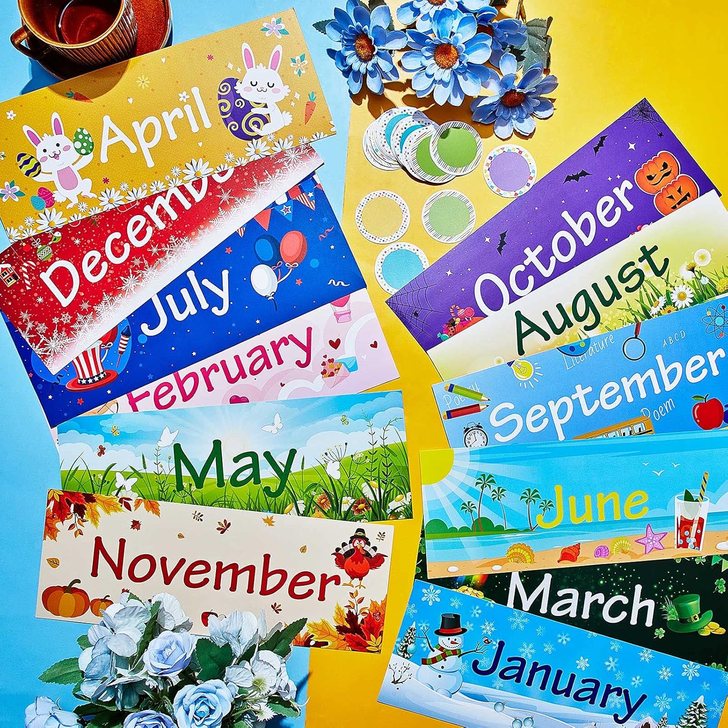 Buy 48 Pieces Holiday Monthly Headliners Set 12 Months of The Year ...