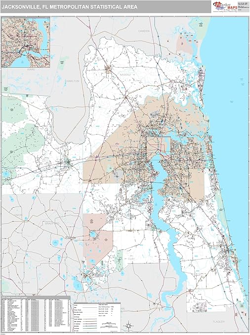Amazon.com: MarketMAPS Jacksonville, FL Metro Area Wall Map - 2018 ...