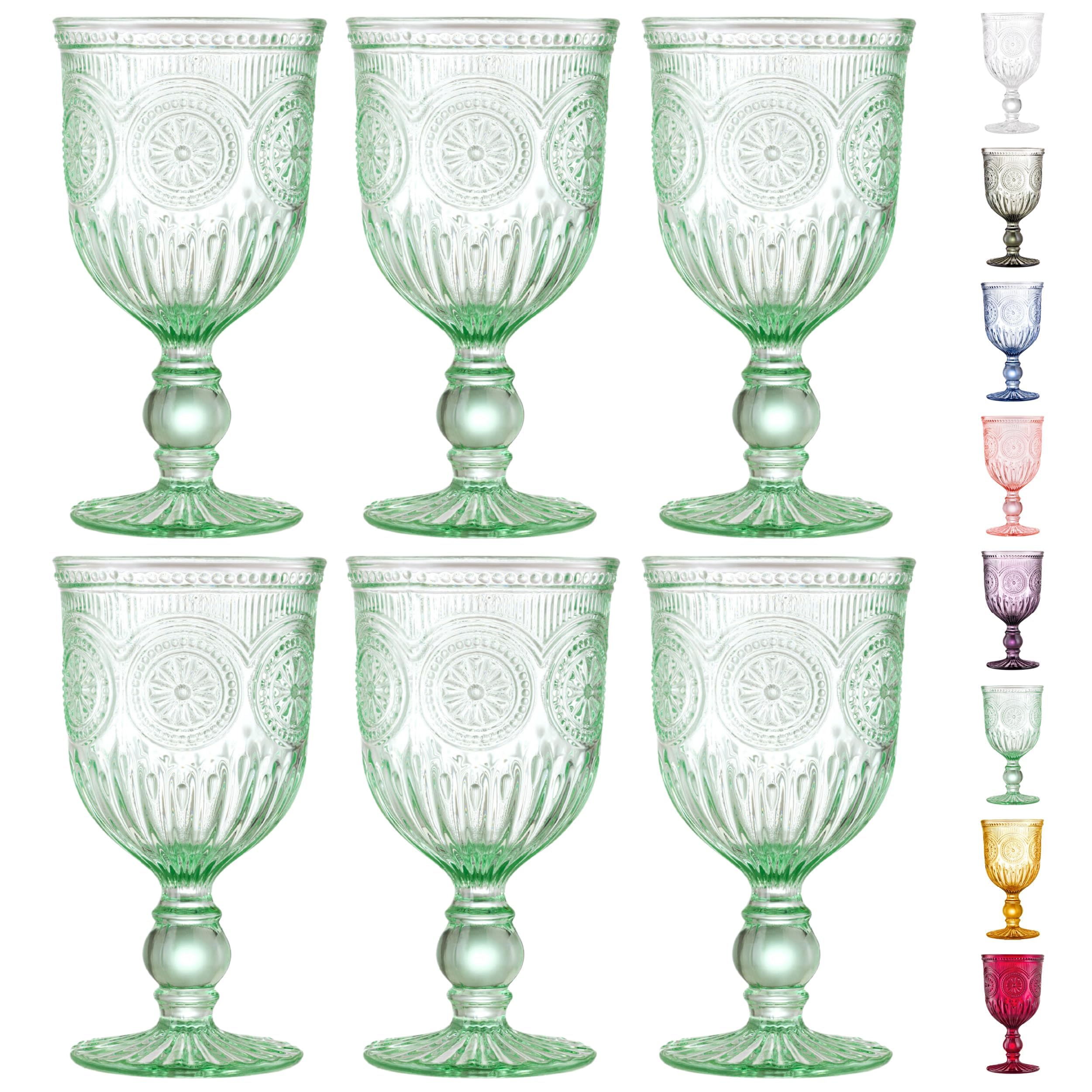 Amazon.com | Yungala Green Wine Glasses set of 6 green goblets for ...