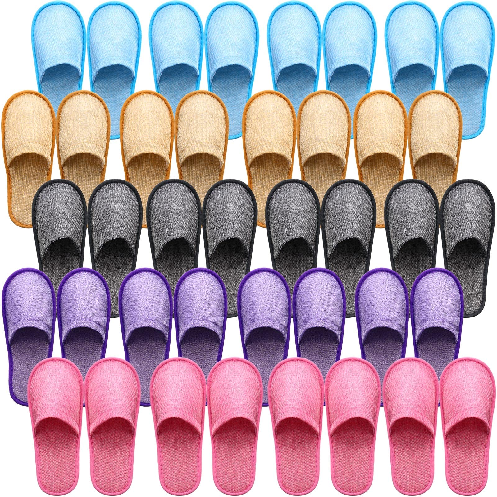 JaGely 40 Pairs Washable Slippers Non Slip Spa Slippers Unisex ...