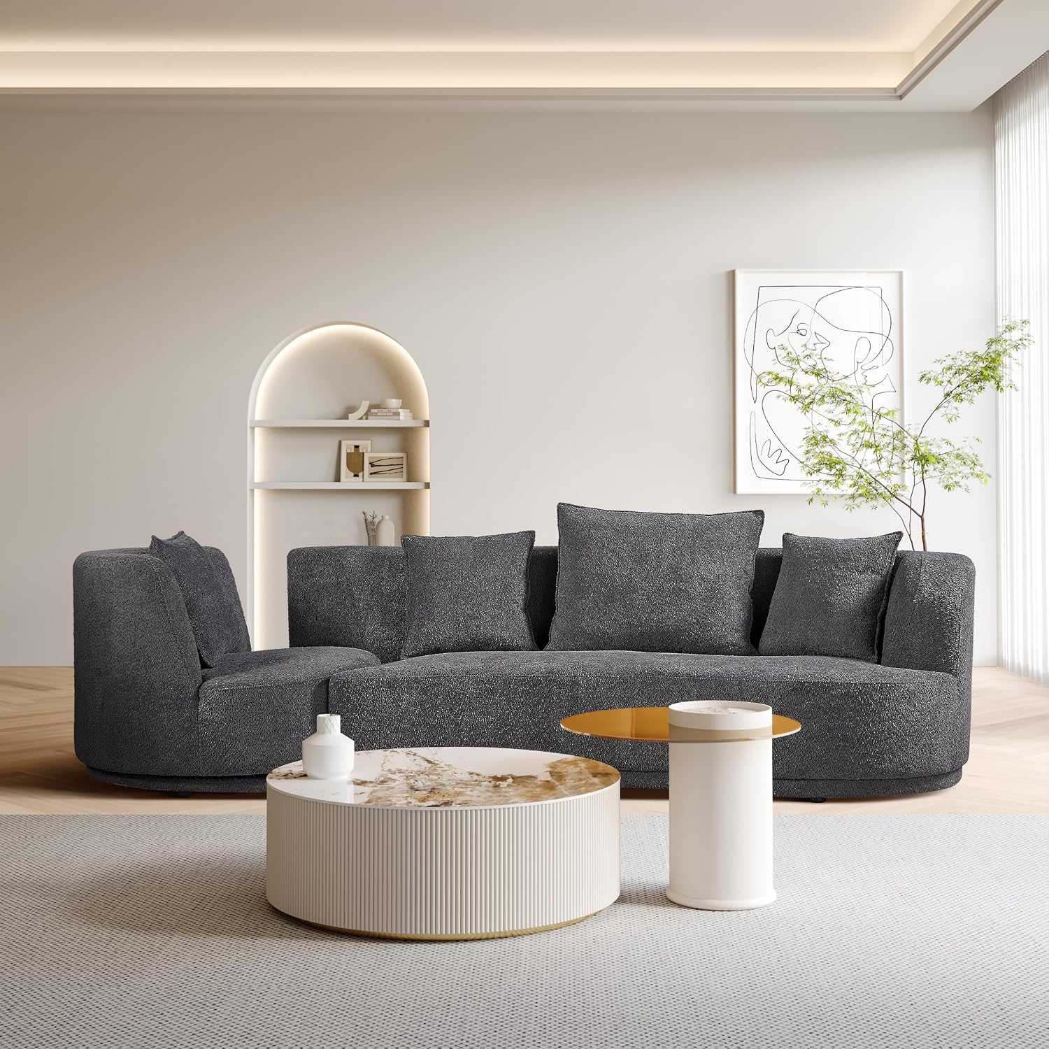 Amazon.com: DEINPPA Curved Sofa with Separable Single Seat, Niche ...