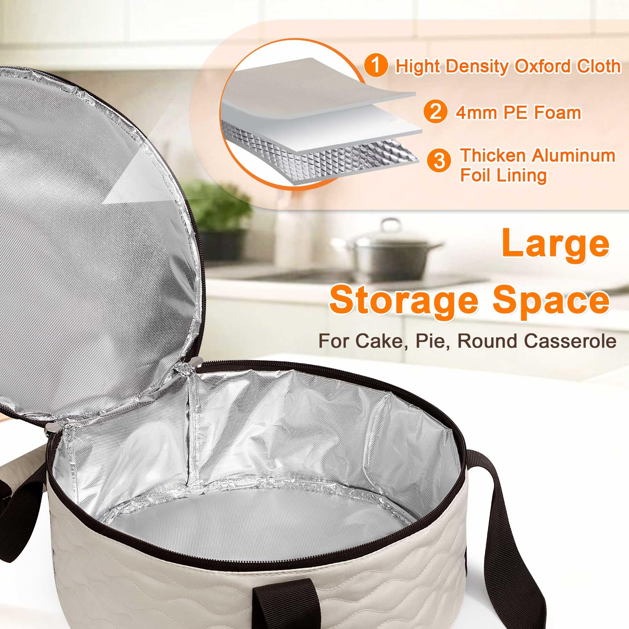 Snapklik.com : Trunab Round Insulated Casserole Carrier, Pie Carriers ...