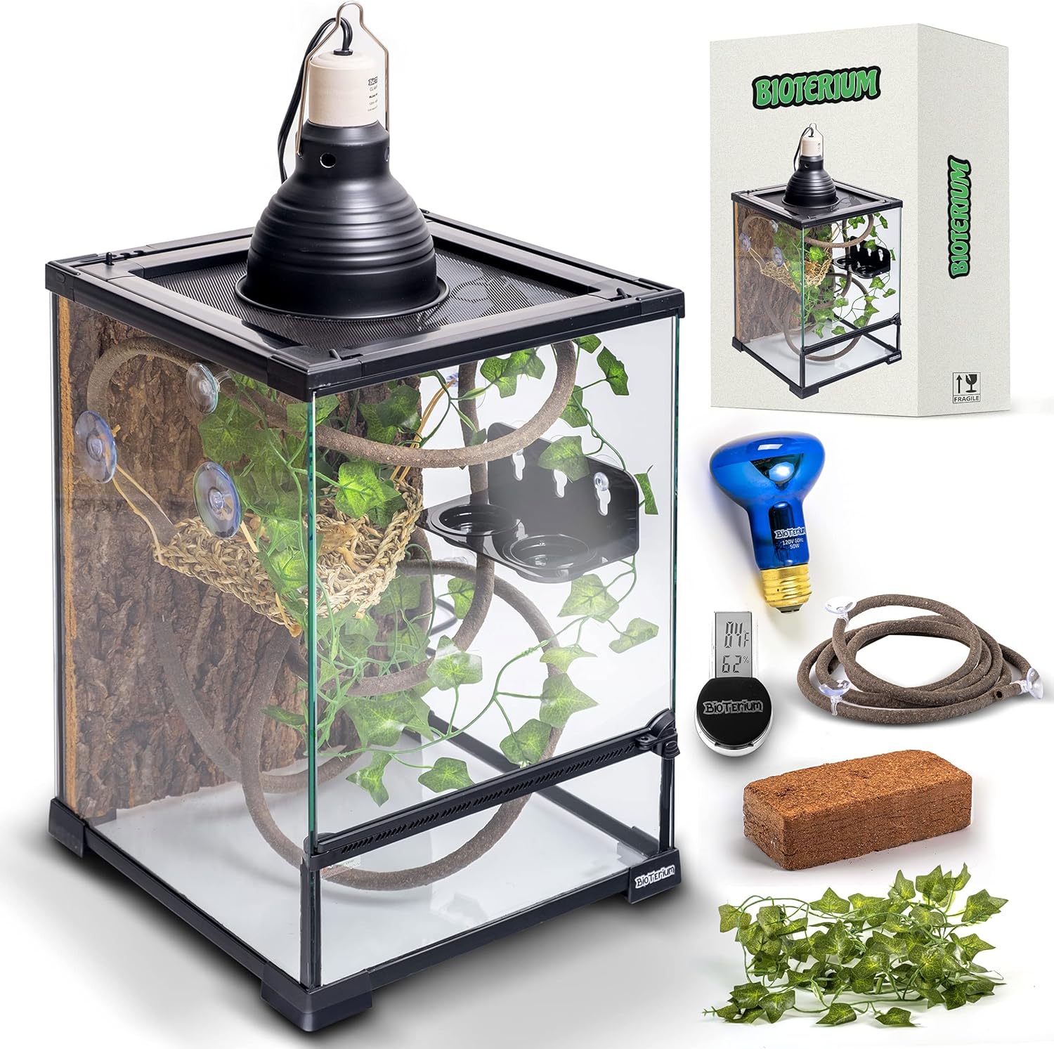 Amazon.com : BIOTERIUM Reptile Tank and Terrarium Tank Starter Kit ...