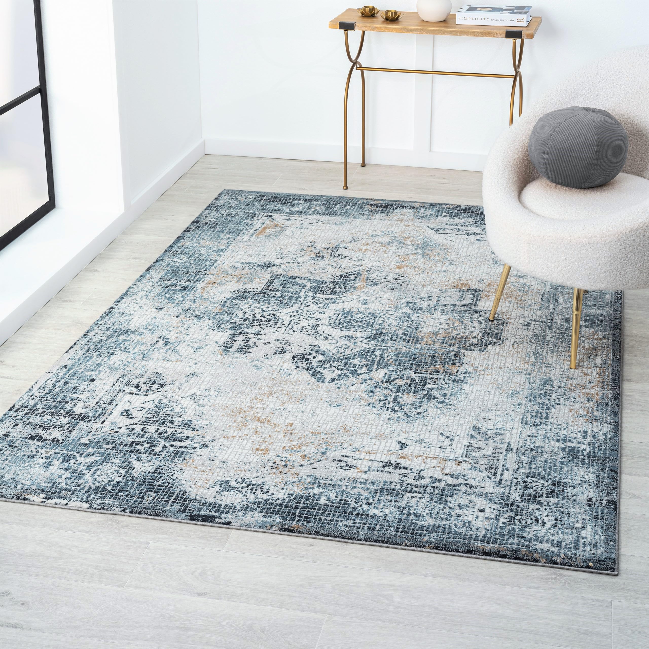 Amazon.com: LUXE WEAVERS Blue 8x10 Mosaic Tile Area Rug with Distressed ...
