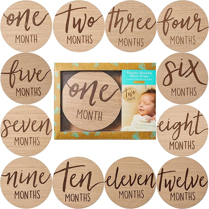 Kate & Milo Baby Monthly Milestone Marker Discs - Classic Cursive ...
