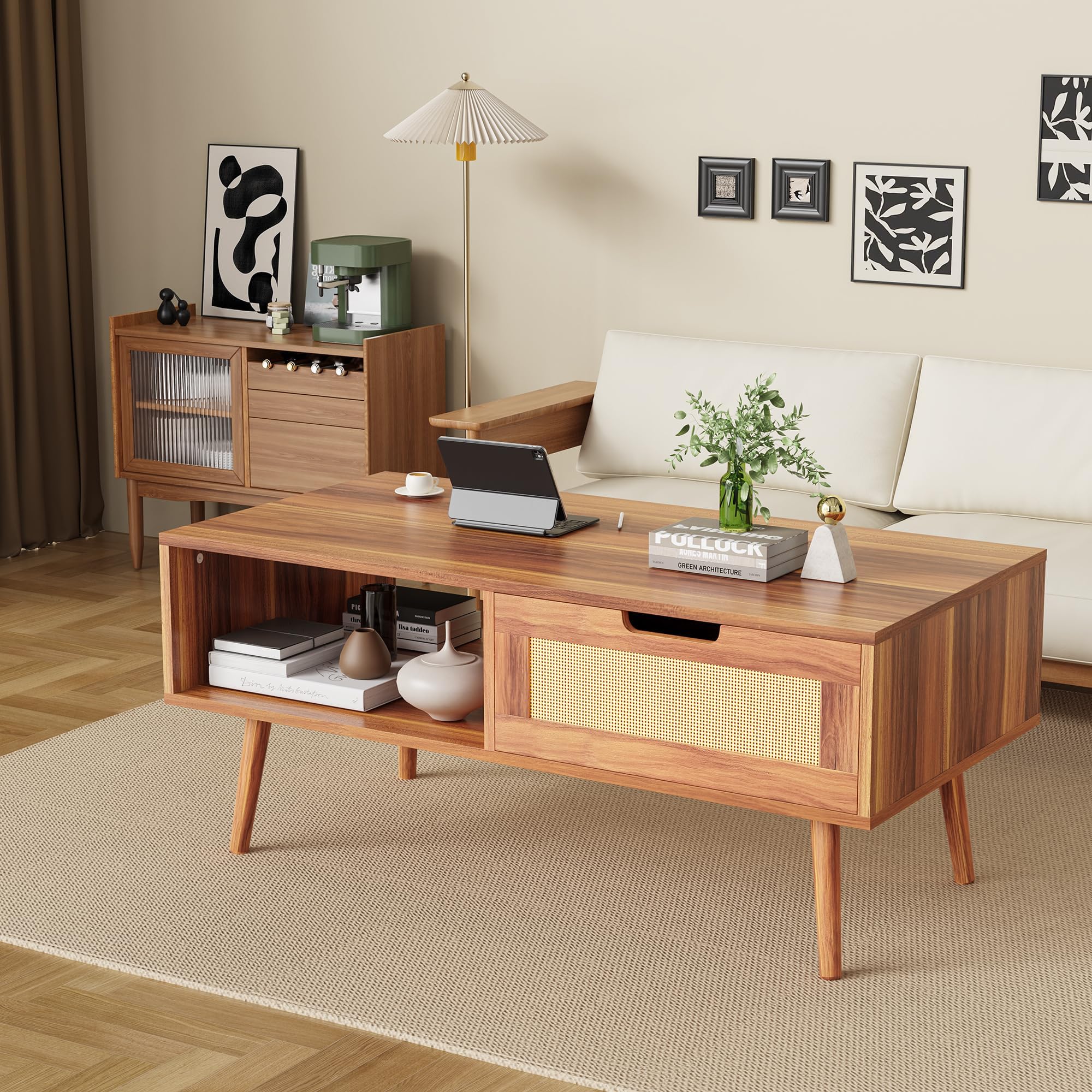 Amazon.co.jp: WAMPAT W02K2081A Low Table, Center Table, Square, Wood ...