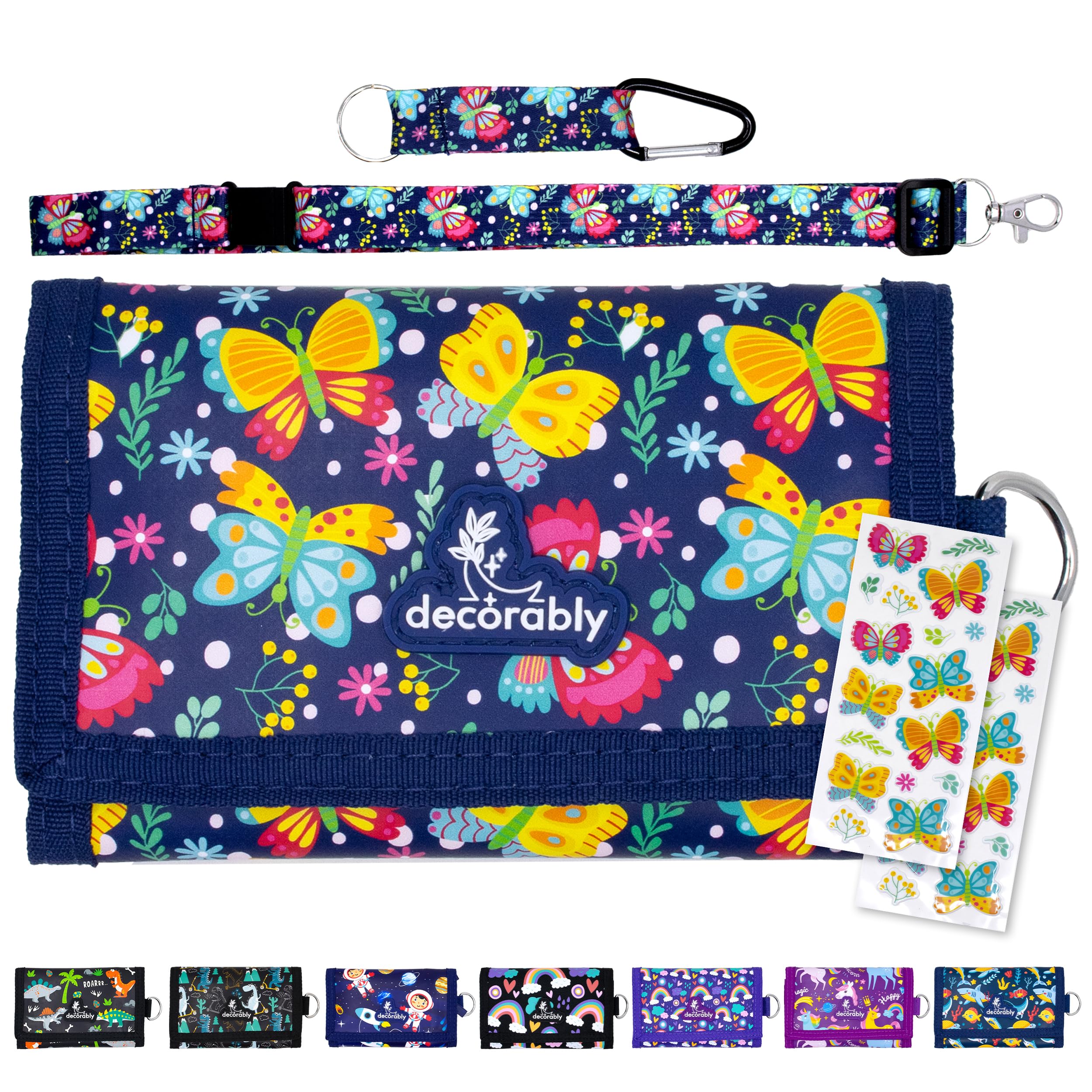 Amazon.com: Decorably Trifold Kids Wallet with Lanyard - Trifold ...