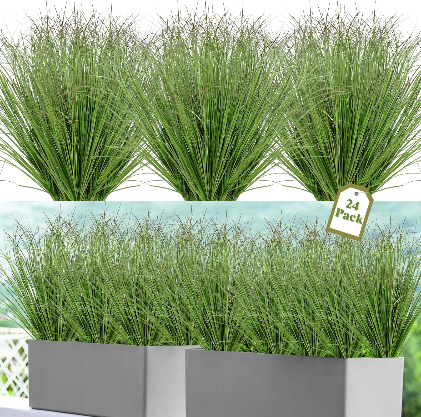 Amazon.com: Giegxin 24 Pcs Artificial Fake Grass Plant 18.5 Inch Tall ...