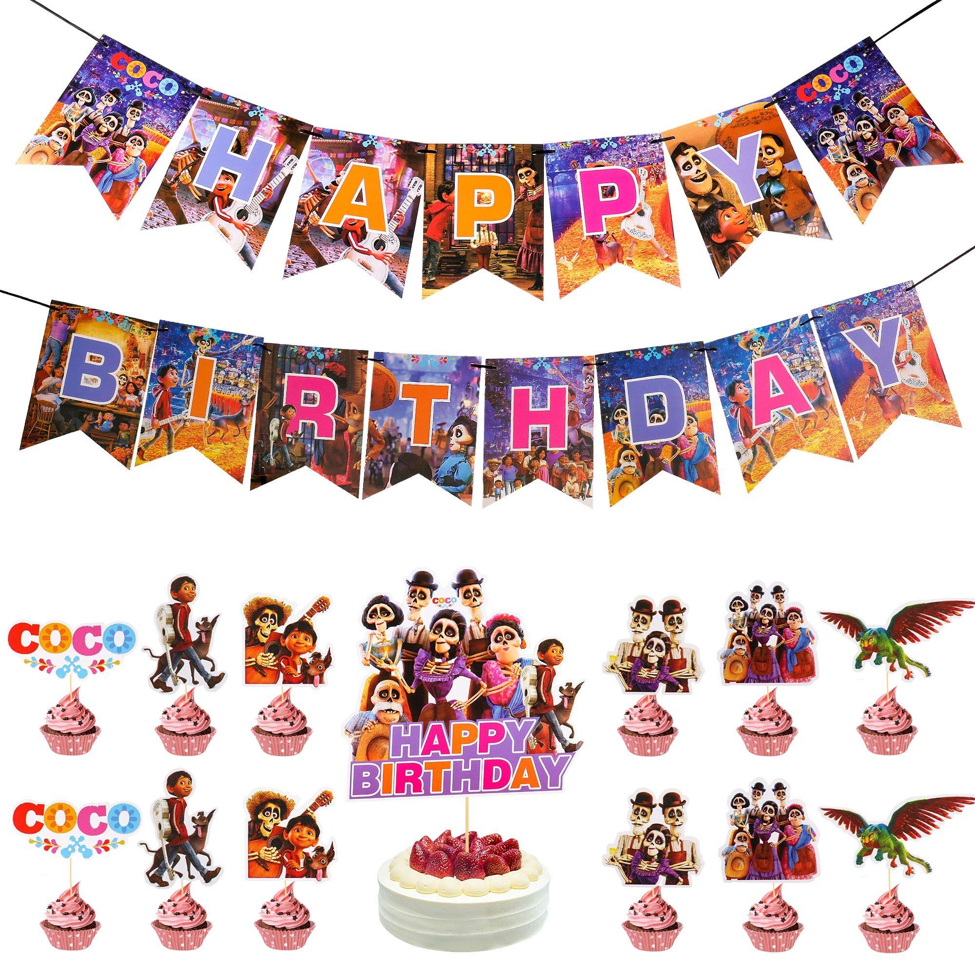 Coco Party Supplies Birthday Coco Theme Cake Toppers Birthday Banner ...