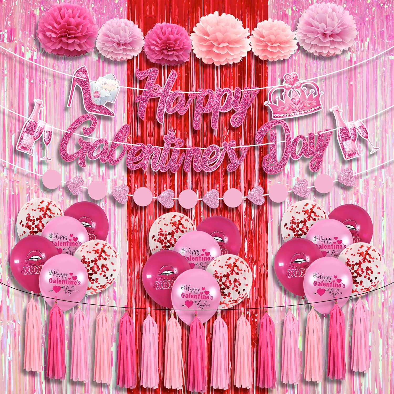 Amazon.com: KatchOn, Happy Galentines Day Decorations Kit - Huge Pack ...