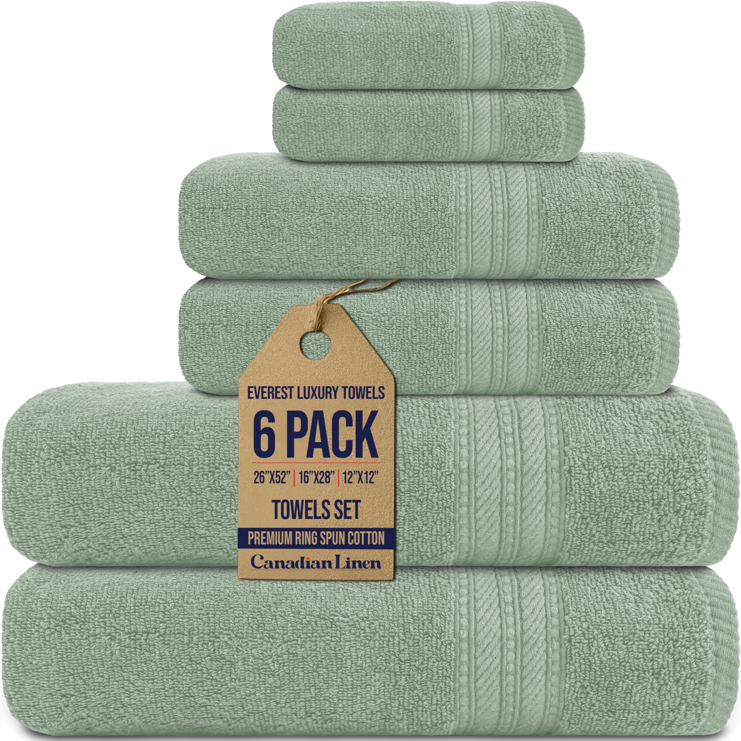 Canadian Linen Luxury Everest 6 Pack Bathroom Towel Set (2 Bath Towels ...