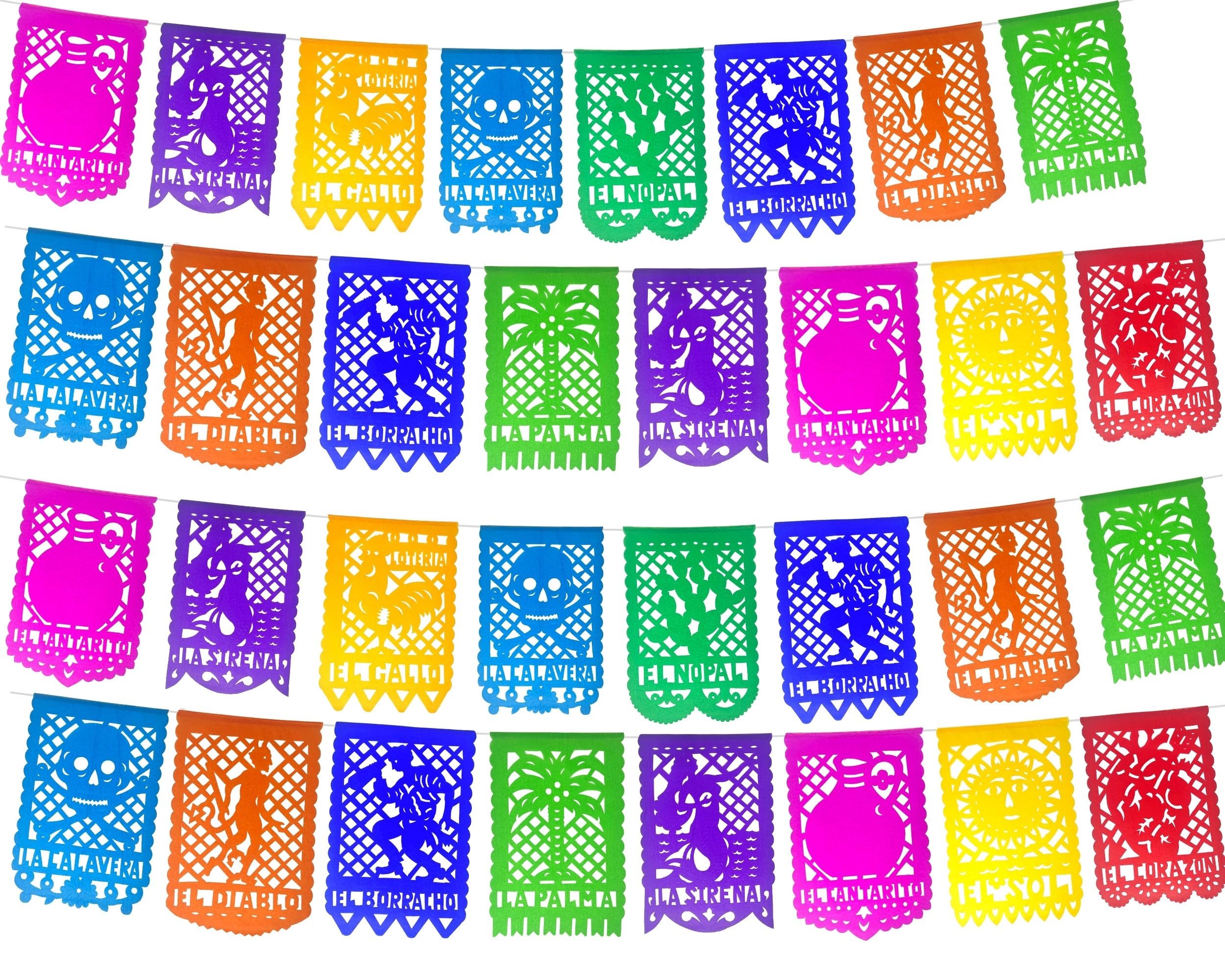 Mexican Loteria Papel Picado In Spanish Mexico Theme Party Pack ...