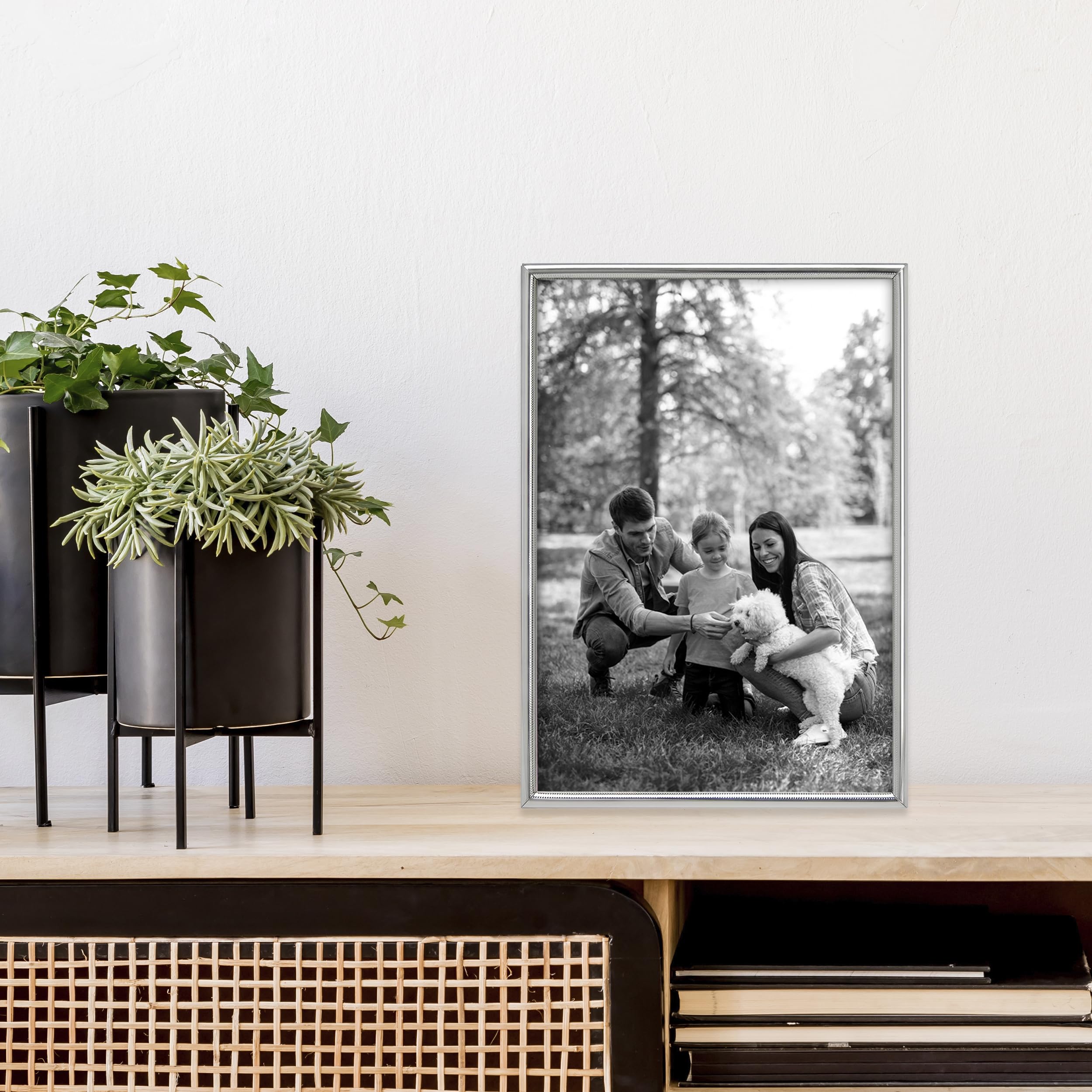 Snapklik.com : Slim Mesh Border Silver Picture Frame, Tarnish Resistant ...