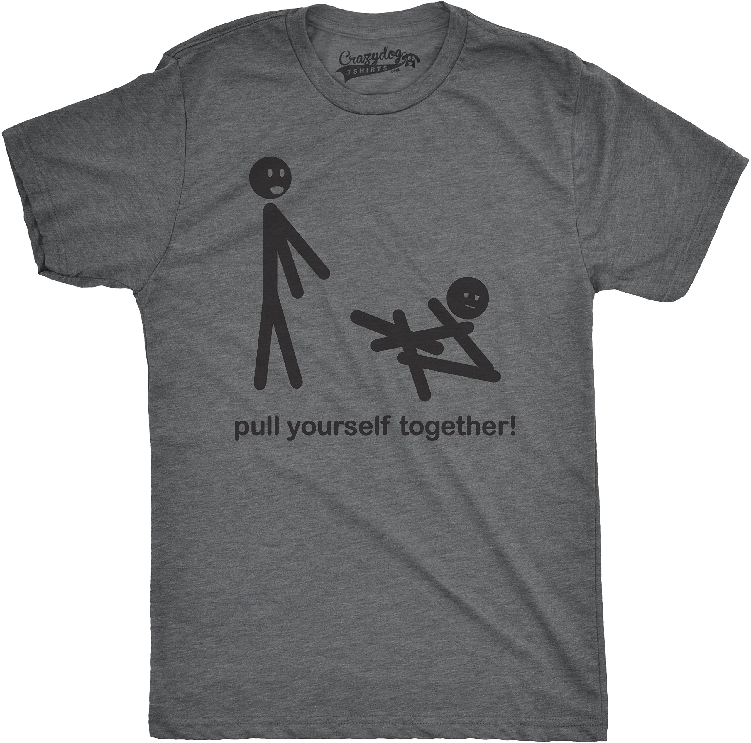 Amazon.com: Mens Pull Yourself Together Funny Self Mocking Stick Figure ...