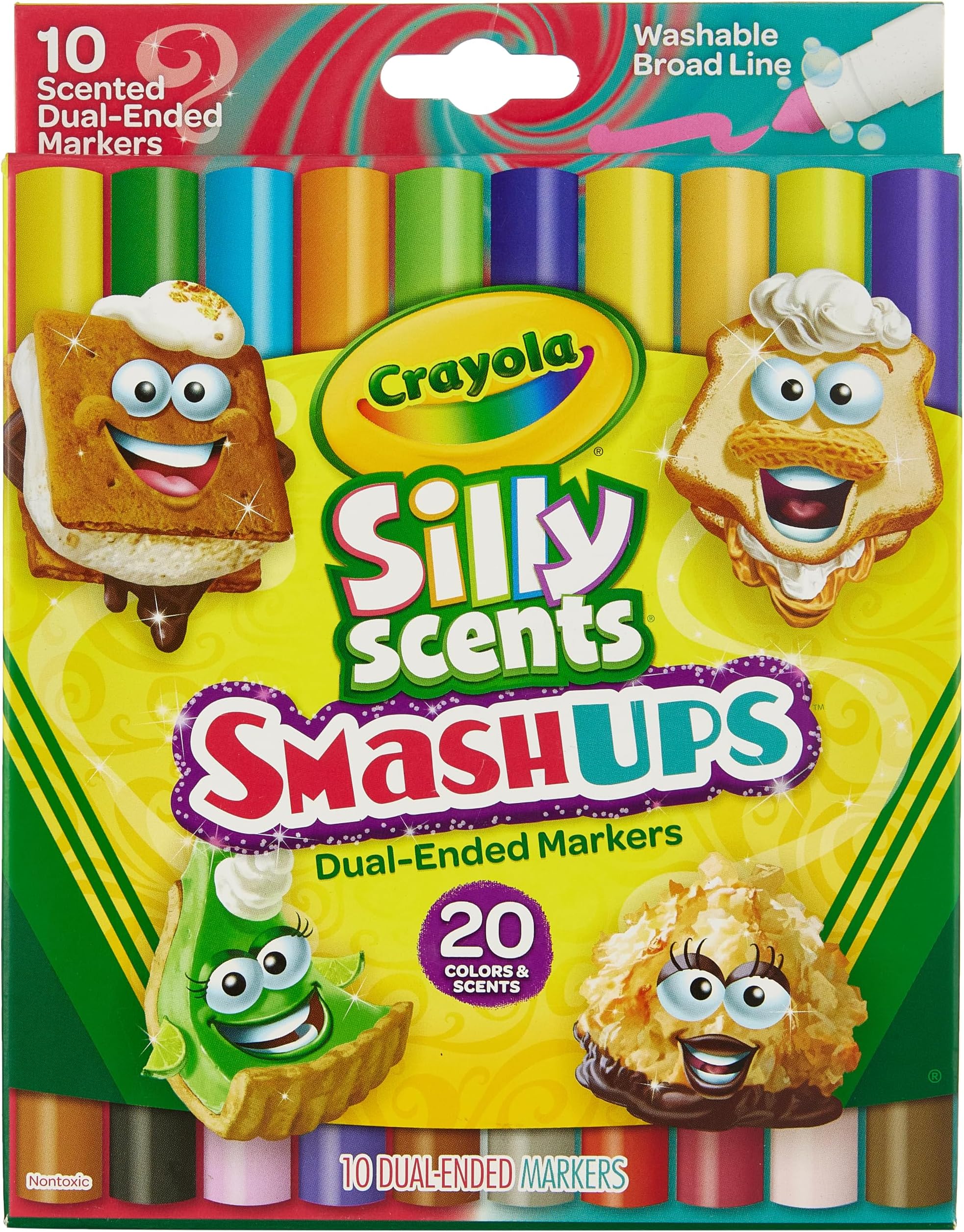 Amazon.com: Crayola Silly Scents Smashups, Dual-Ended Washable Broad ...