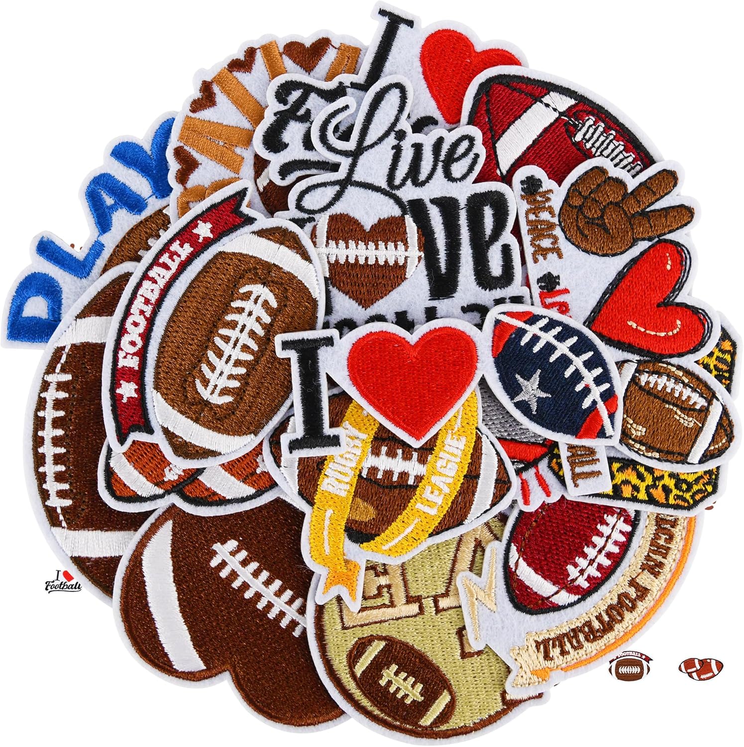 Amazon.com: Football Patches for Boys 15Pcs Trucker Hat Patches Heart ...