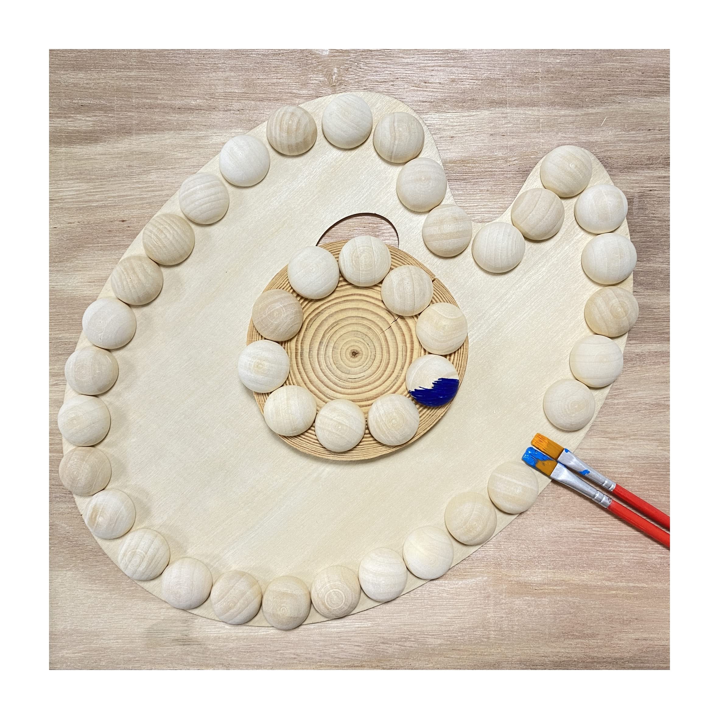 Snapklik.com : 200 Pieces 1 Inch Wooden Split Balls Half Round Wood ...