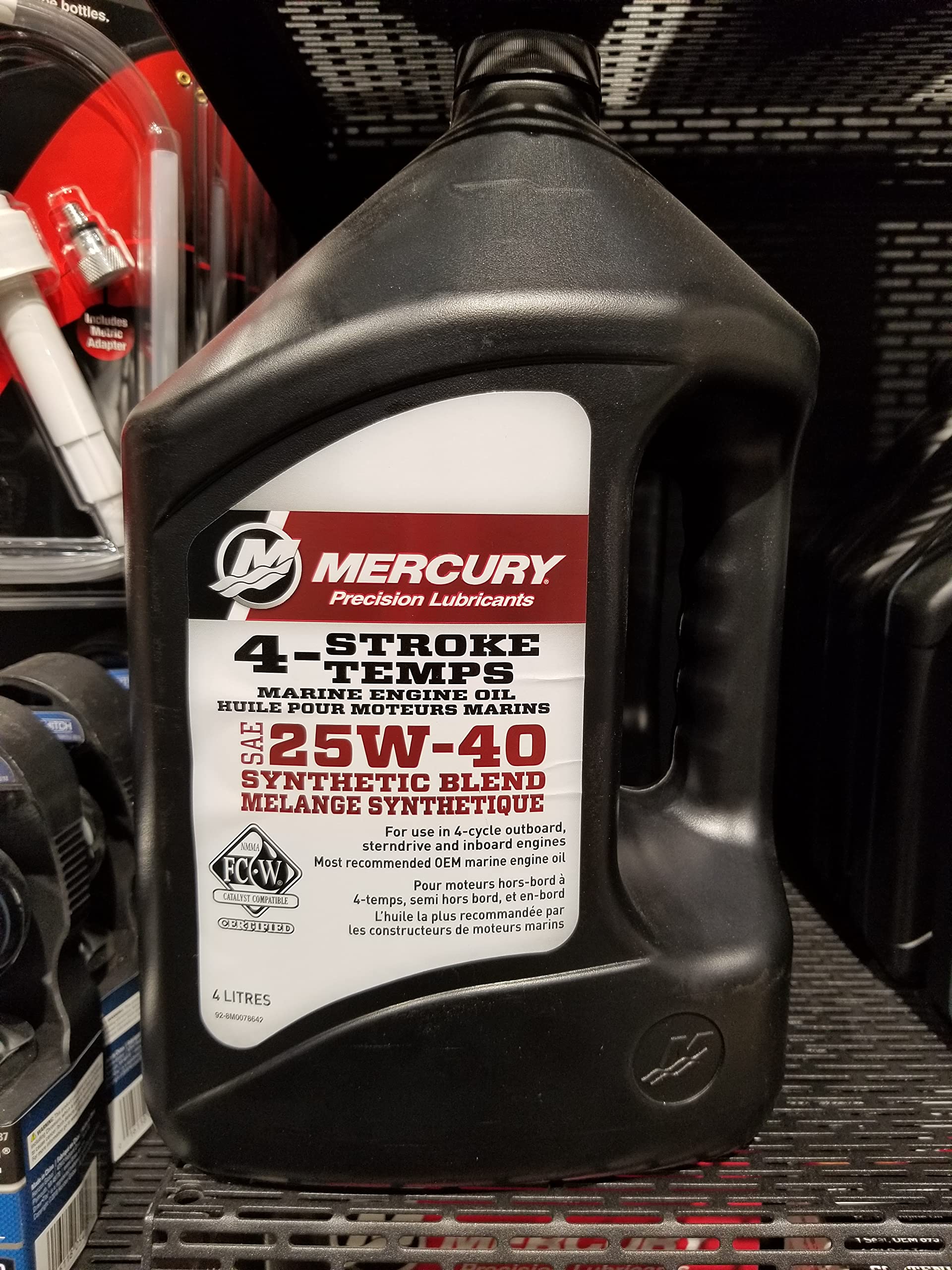 Mercury 25W40 Synthetic Blend Marine Engine Oil - 1 US Gallon/4 Liters ...