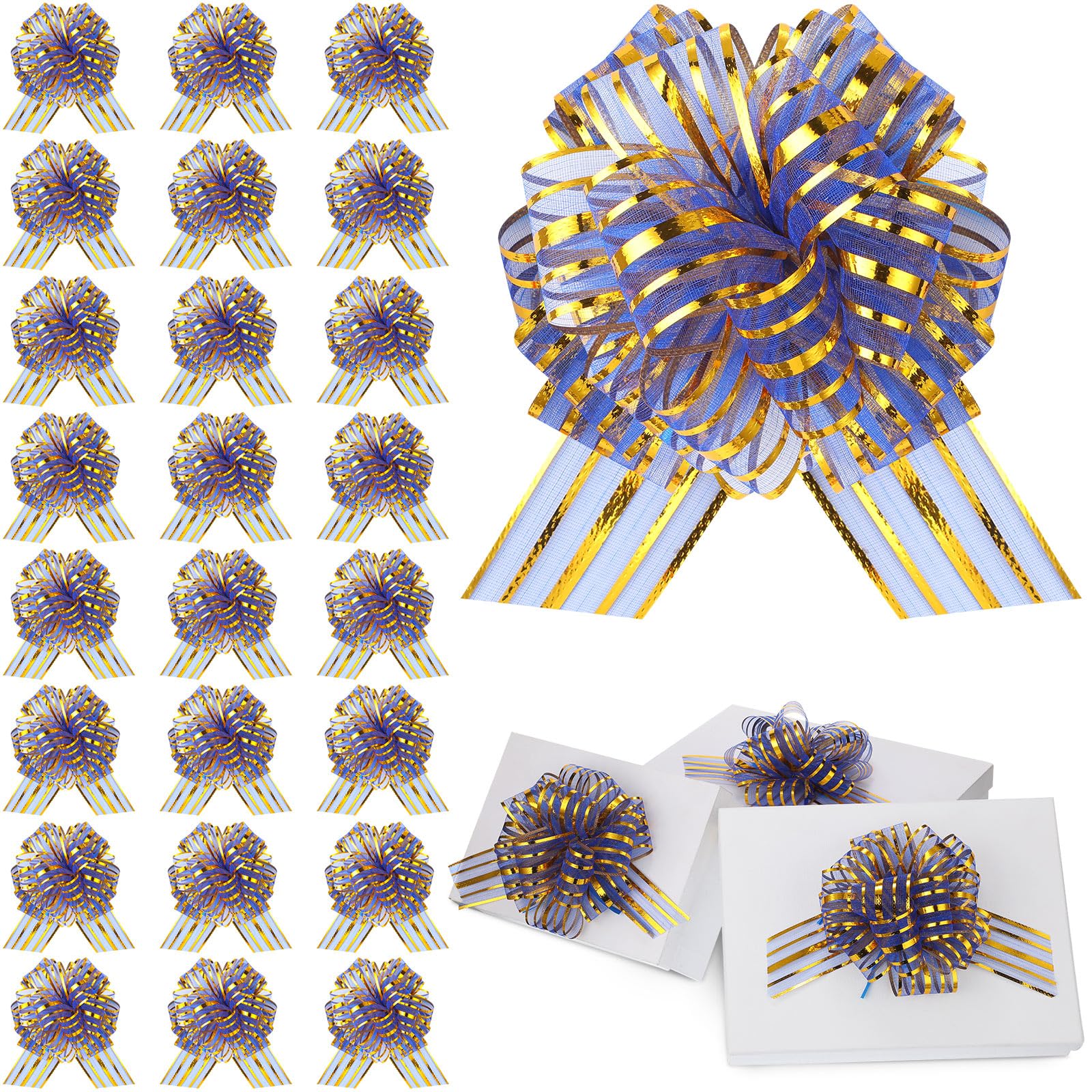 Snapklik.com : Poen 24 Pieces Pull Bow Large 6 Inch Organza Pull Bow ...