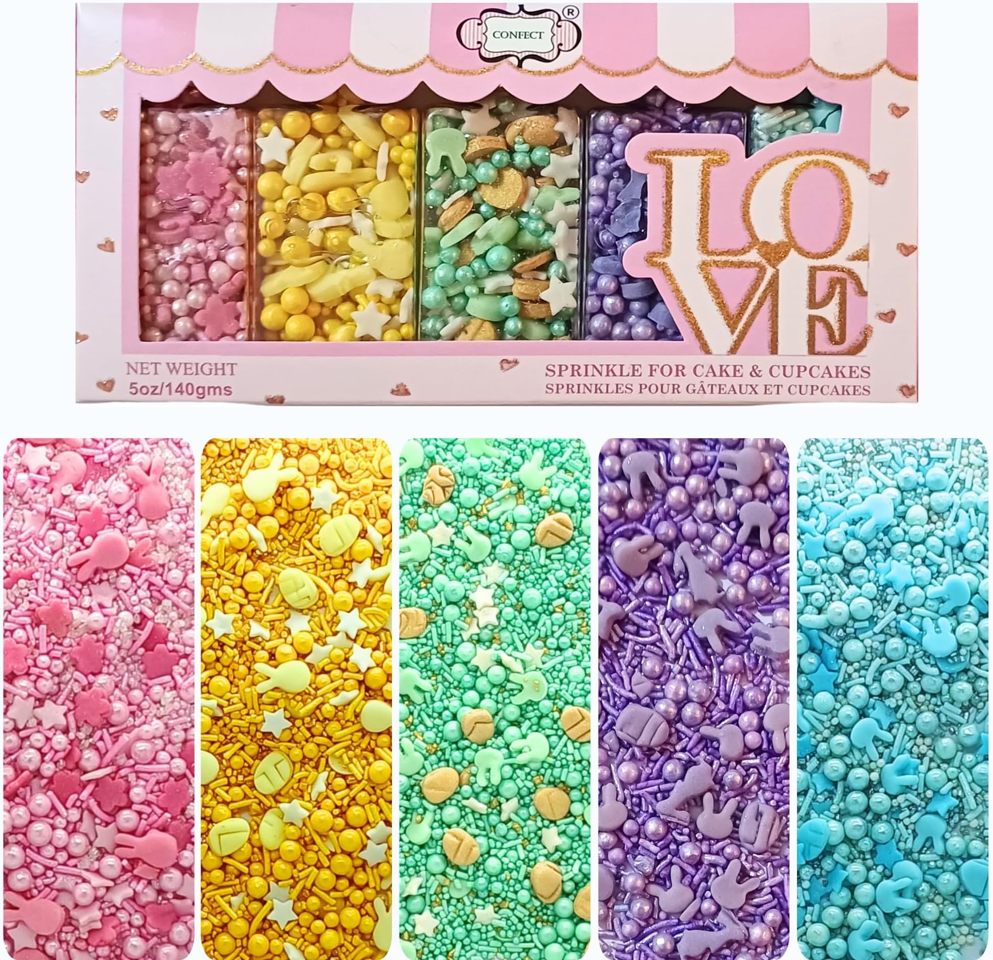 Amazon.com: Confect Easter Sprinkles Edible | Assorted pack of 5 Parrot ...