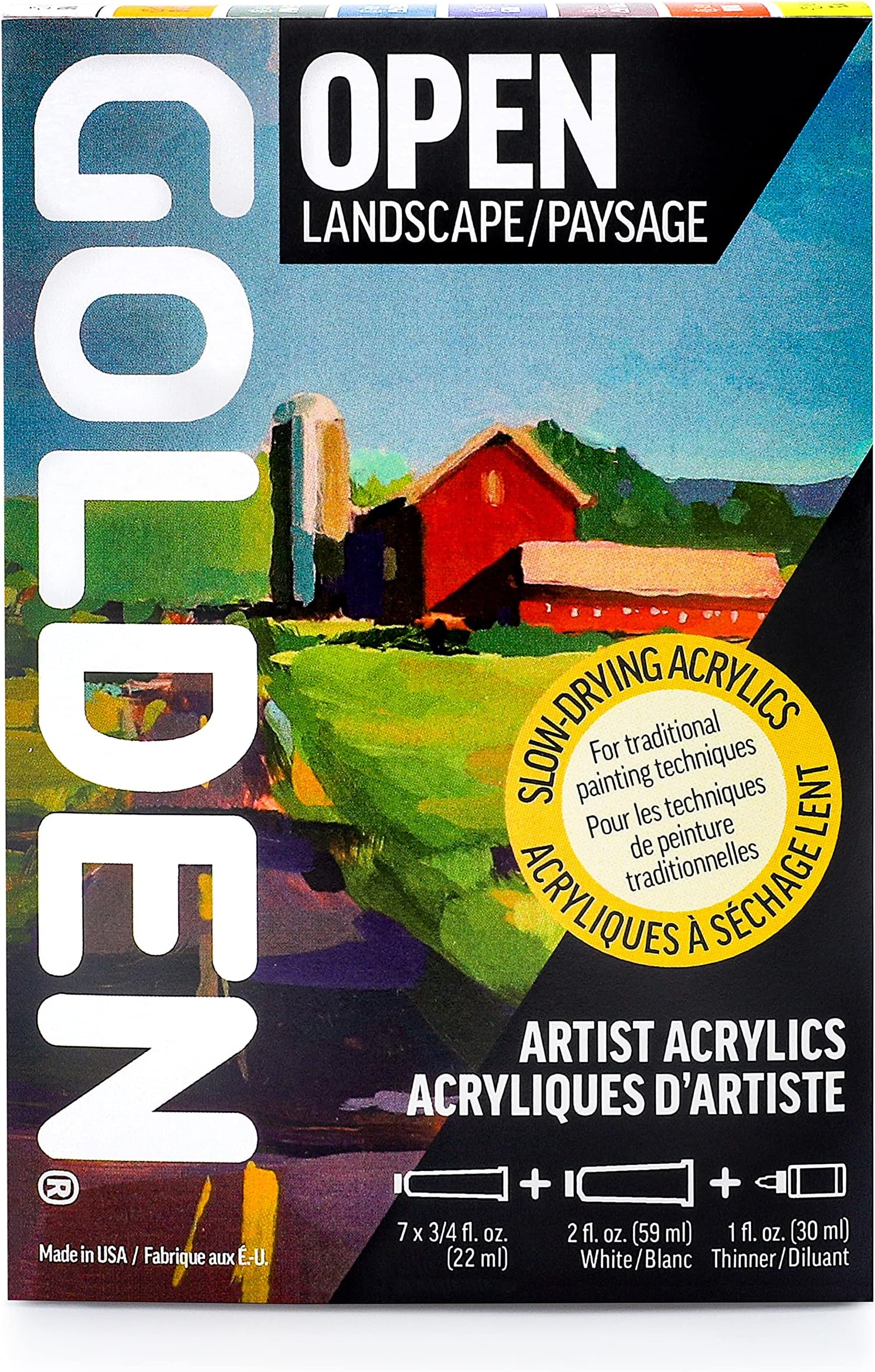 Golden Artist Colors, OPEN Slow-Drying Acrylics, 8-color Landscape Set ...