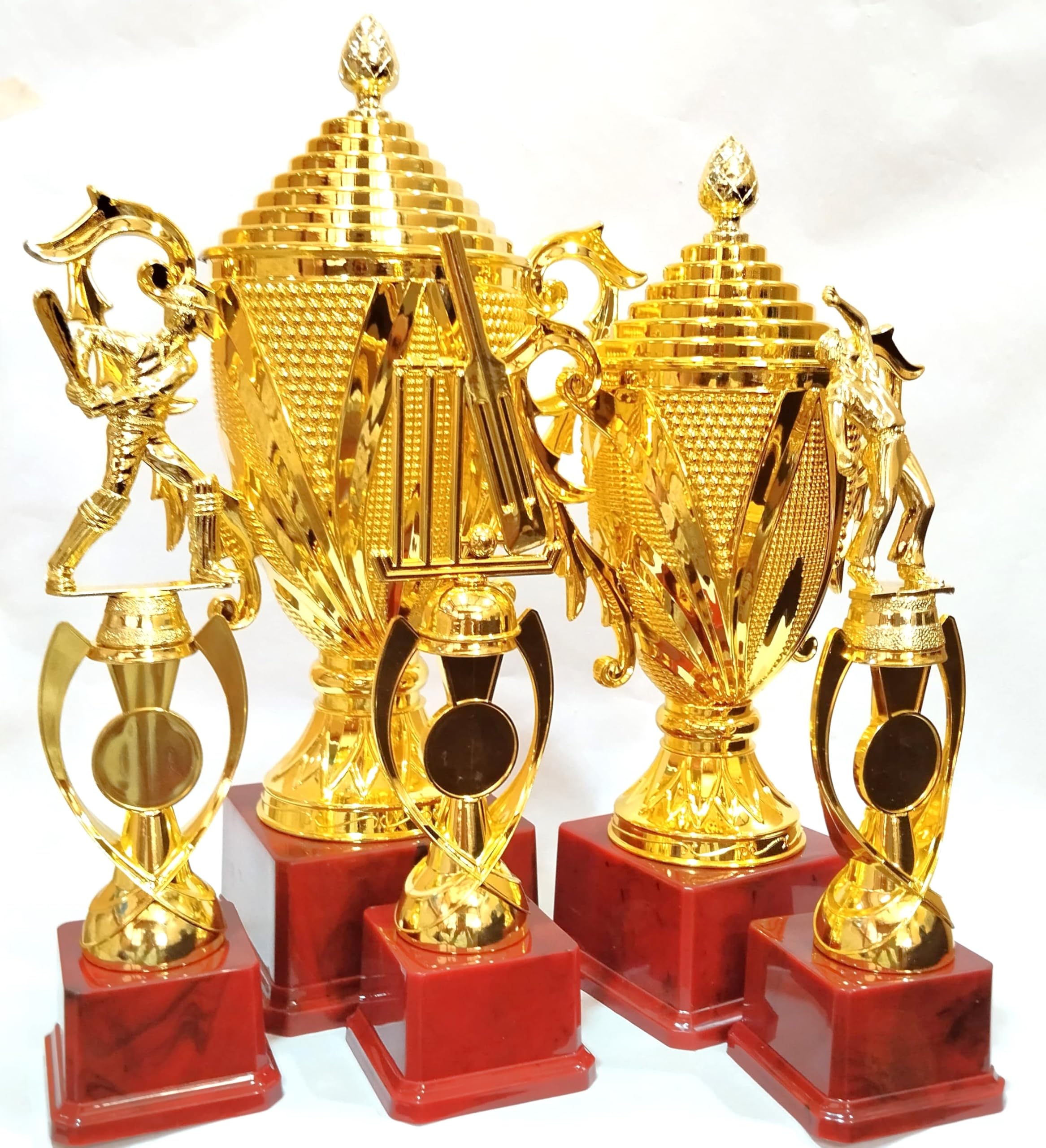 Royal Trophys Metallic Golden Finish Cricket Trophy Set of 5pcs ...