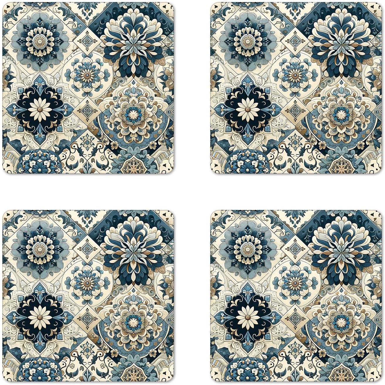 Amazon.com: Ambesonne Ethnic Coaster Set of 4, Classic Mosaic Look ...