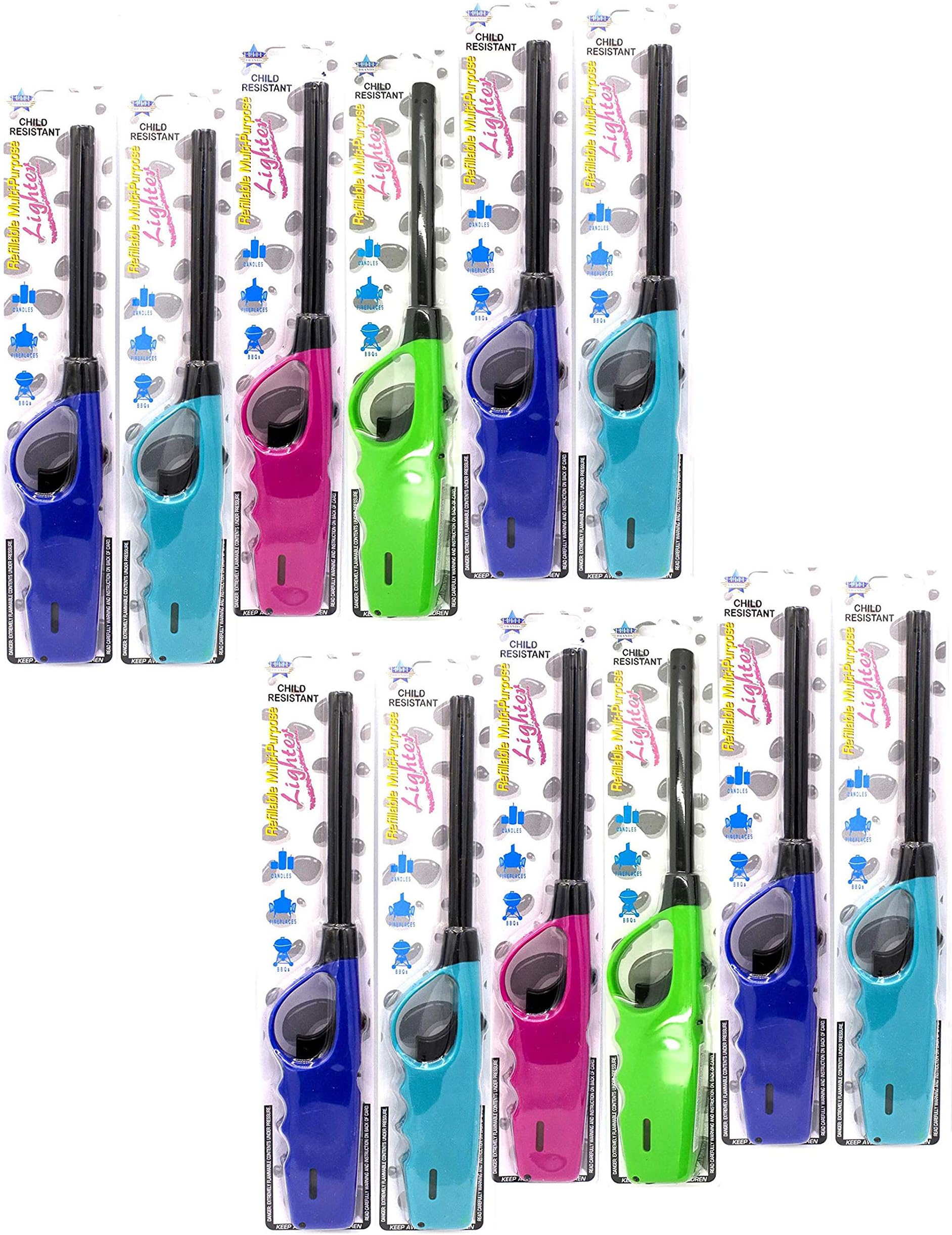 Amazon.com: Elite Brands USA Long Lighters Bulk Pack, Multi Use Butane ...