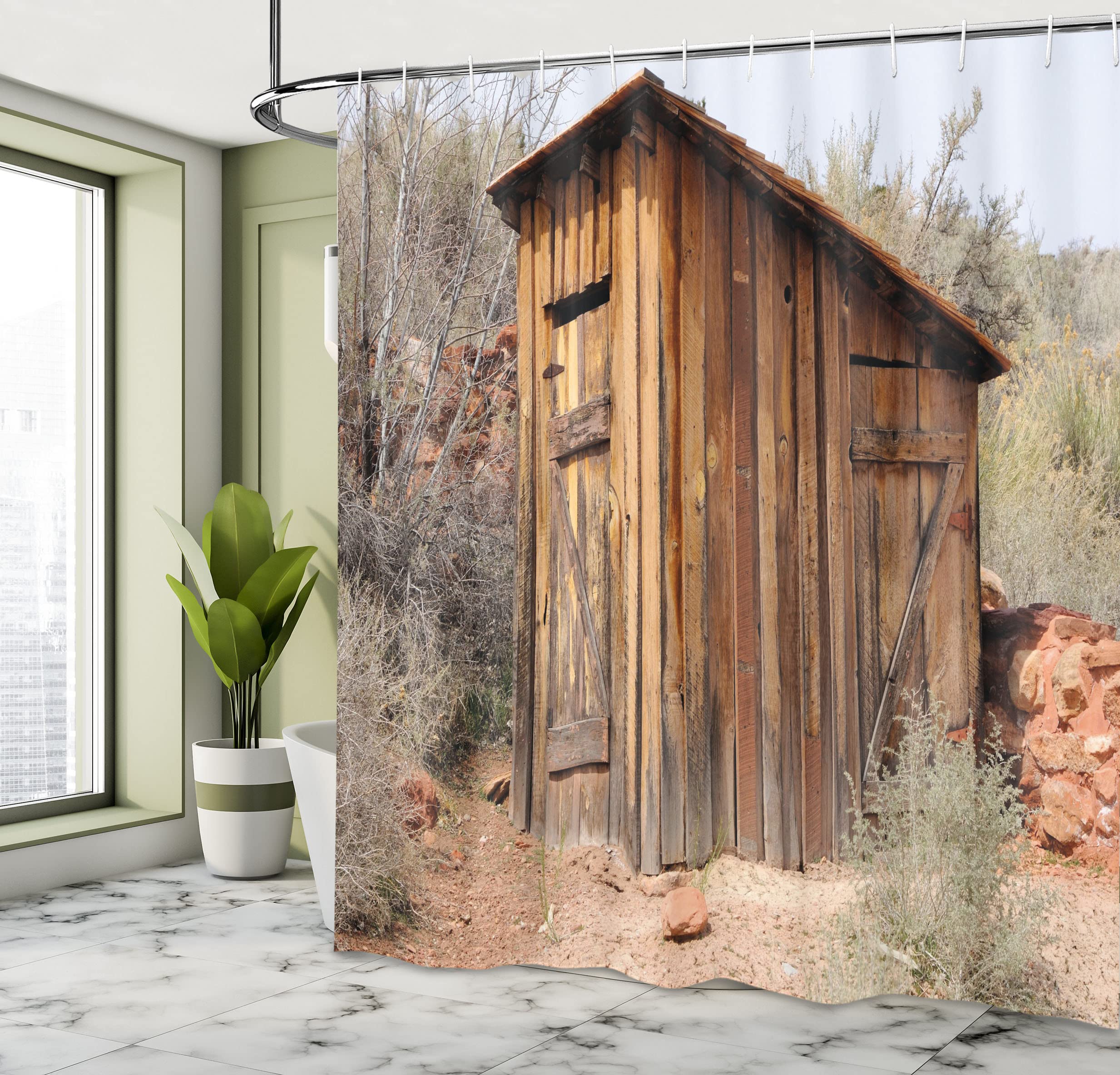Outhouse Shower Curtains Outhouse Shower Curtain, Wooden Primitive