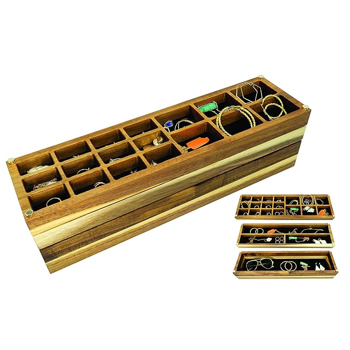Buy Acacia Hardwood Modular Jewelry Box || Minimalist design for a ...