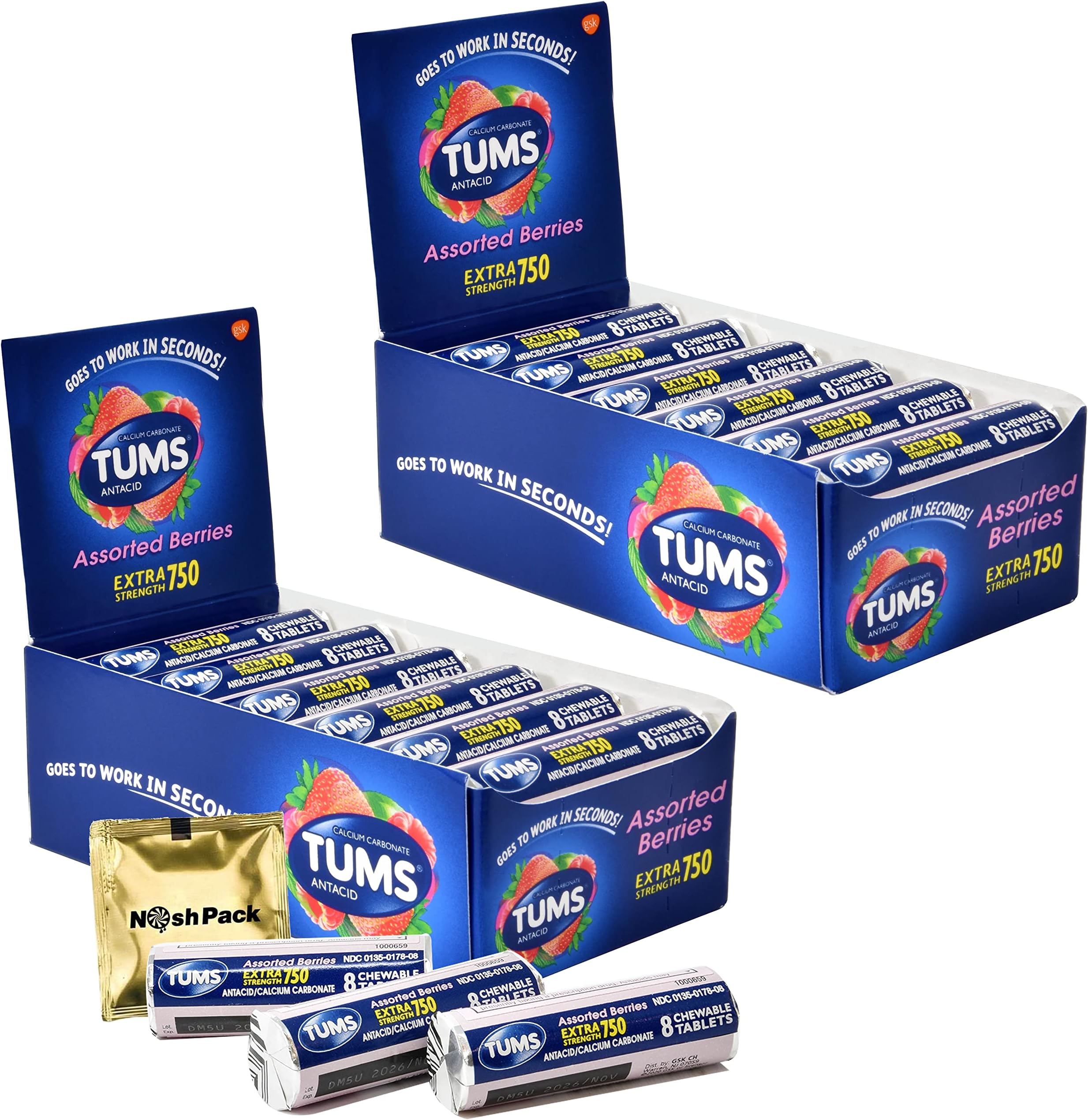 Amazon.com: TUMS Extra 750 Assorted Fruit Flavors 12 Rolls (Assorted ...